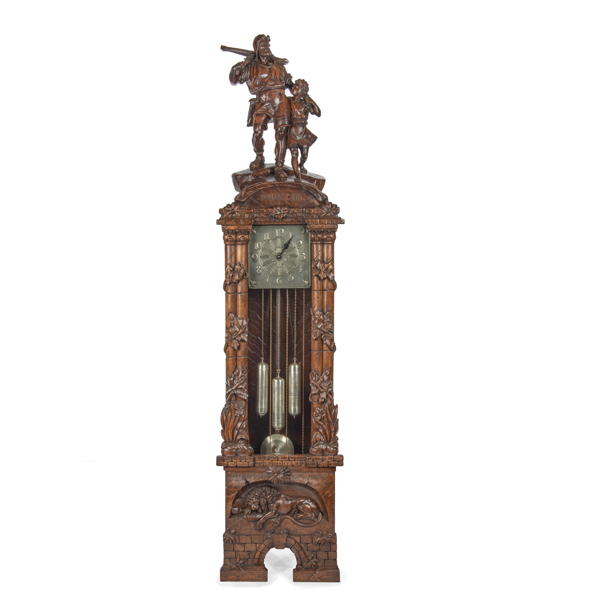 A ‘Black Forest’ linden wood long case clock by Spring of Interlaken ...
