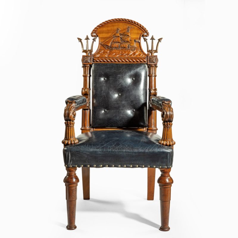 A large and imposing Regency nautical chair made for the Alliance ...