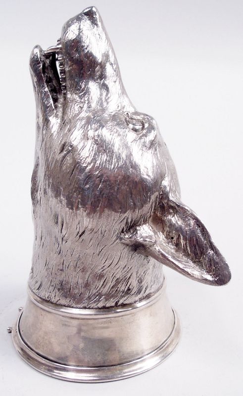 Asprey Traditional English Sterling Silver Fox Stirrup Cup 1959 | Barnebys