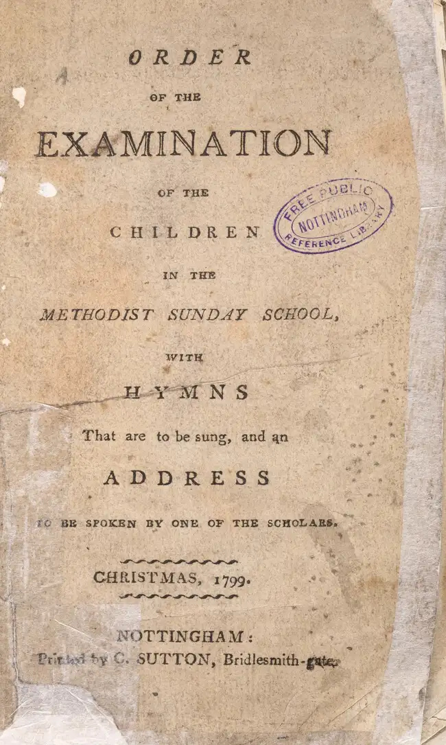 Order of the Examination of the Children in the Methodist Sunday School ...