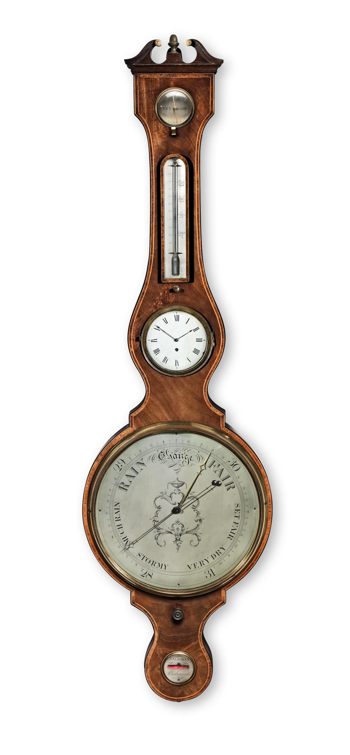 A rare early 19th century kingwood-banded mahogany wheel barometer ...