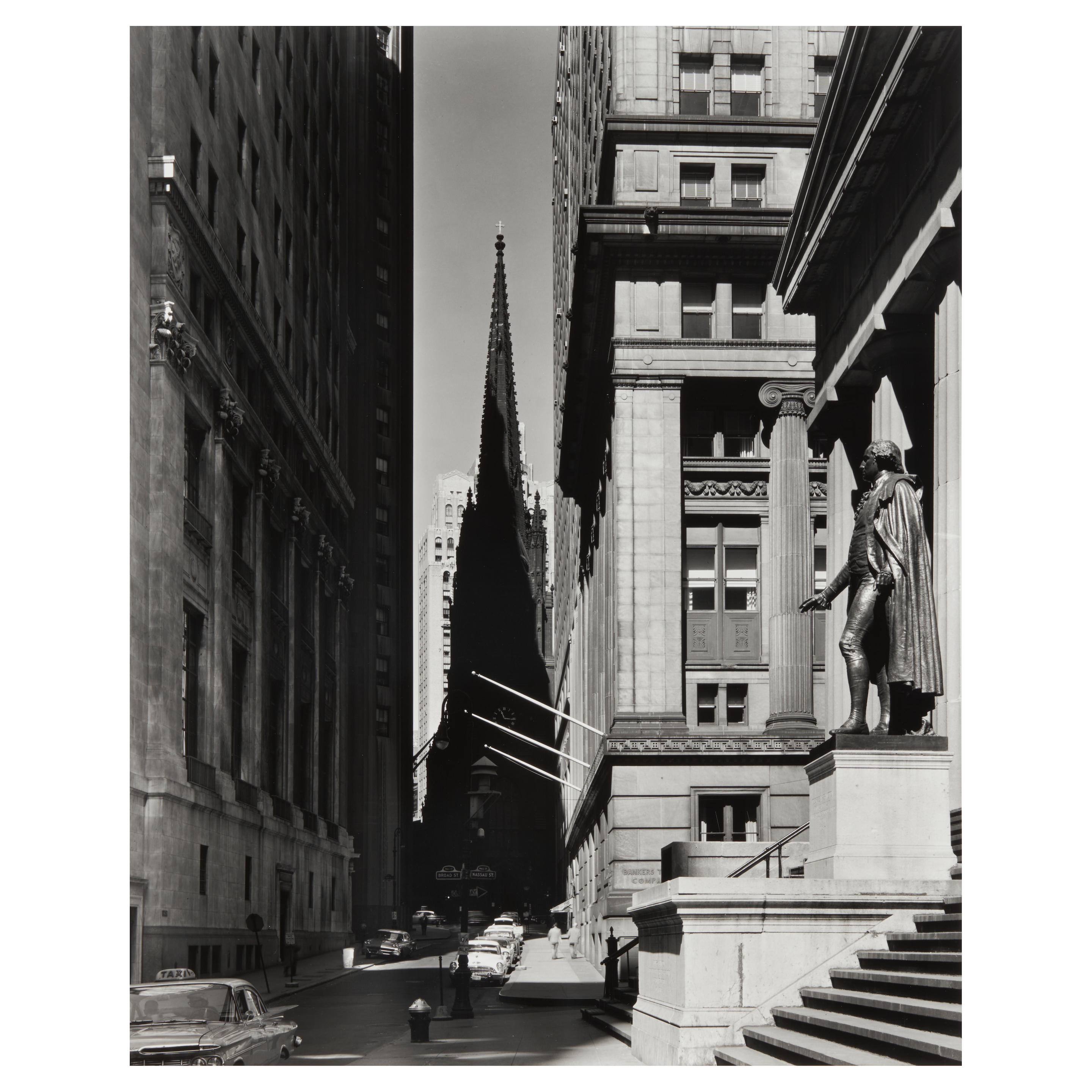 Todd Webb (1905-2000); Trinity Church, from Wall and Broad Streets ...