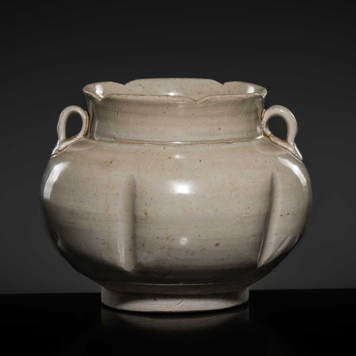 A FINE QINGBAI PORCELAIN LOBED JAR, SONG DYNASTY This lot is from ...