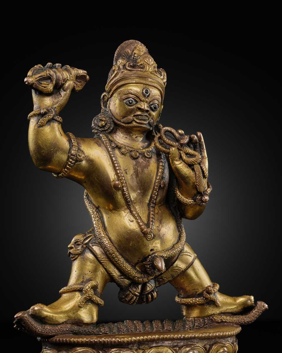 A RARE AND FINE SILVER-INLAID GILT-BRONZE FIGURE OF NILAMBARA VAJRAPANI | Barnebys