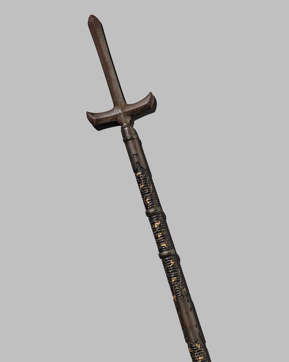 A RARE AND FINE CEREMONIAL IRON JUMONJI YARI (SPEAR) | Barnebys