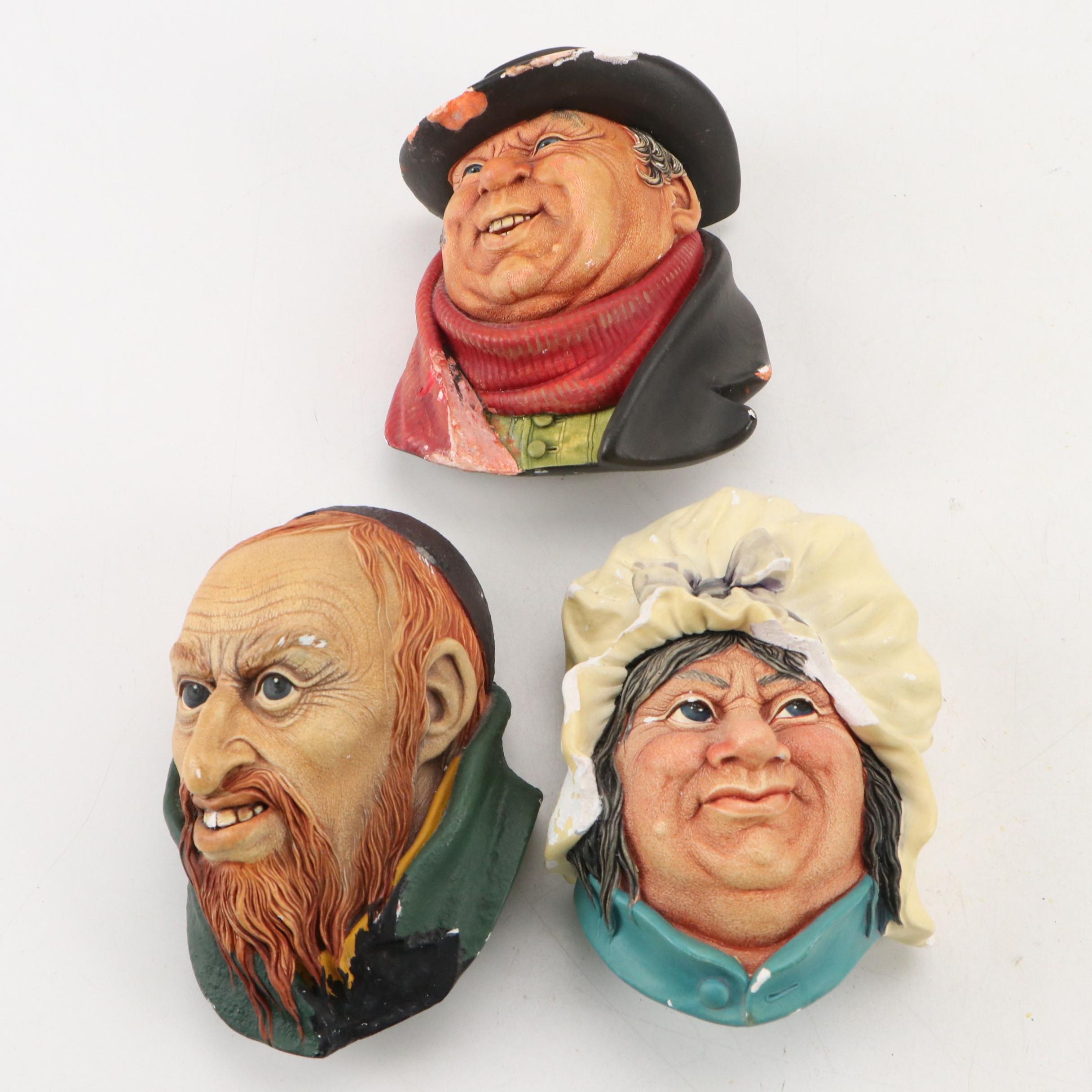 Bossons "Fagin," "Sarah Gamp," and "Tony Weller" Chalkware Portraits ...