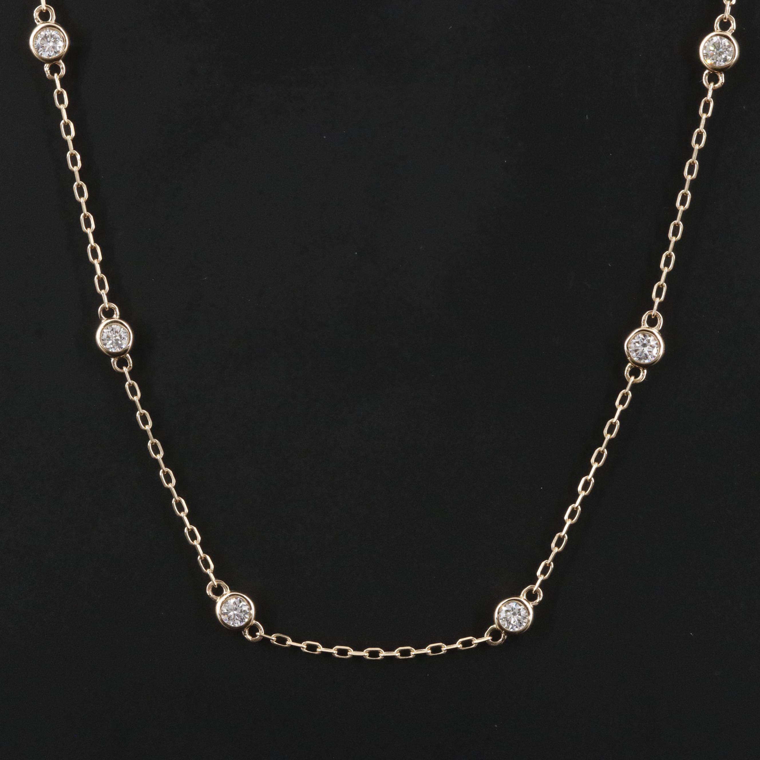 14K 1.00 CTW Lab Grown Diamond Station Necklace | Barnebys