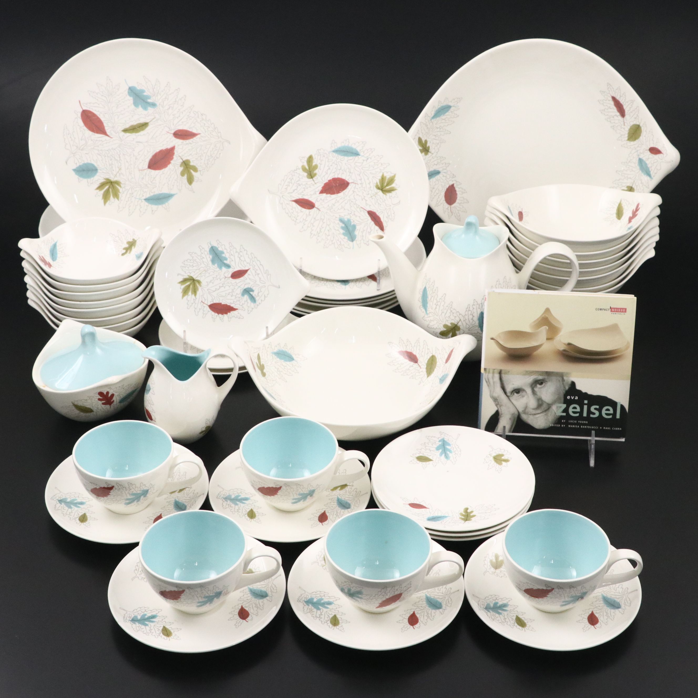 Hallcraft Eva Zeisel "Century Fern" Ceramic Dinnerware and Book, 1952 ...