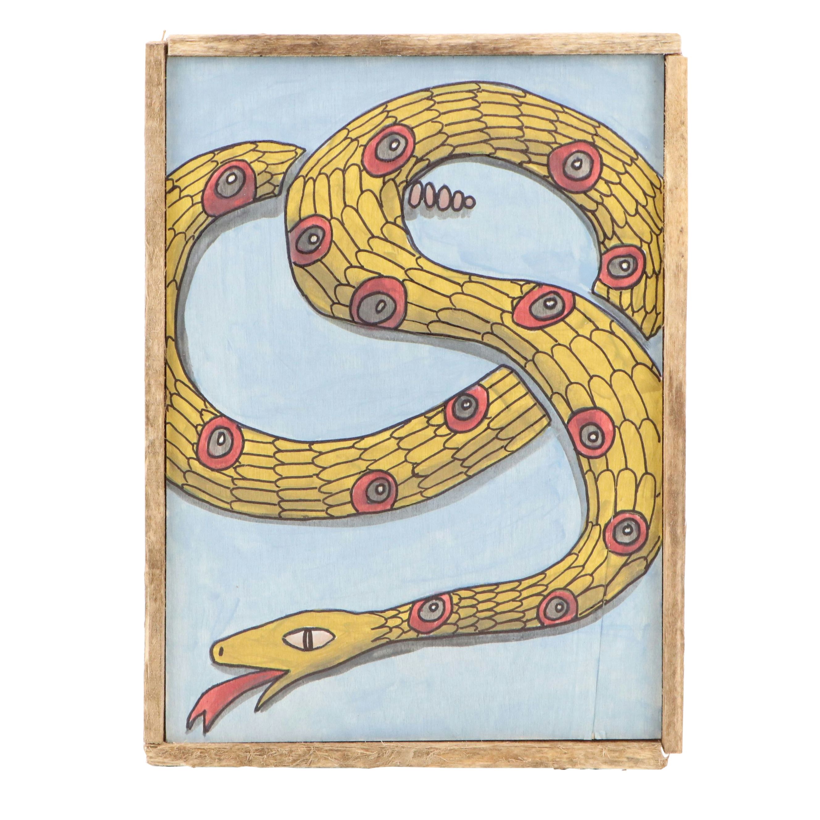 Aaron Wooten Stylized Acrylic Painting of Snake "These are the Times ...