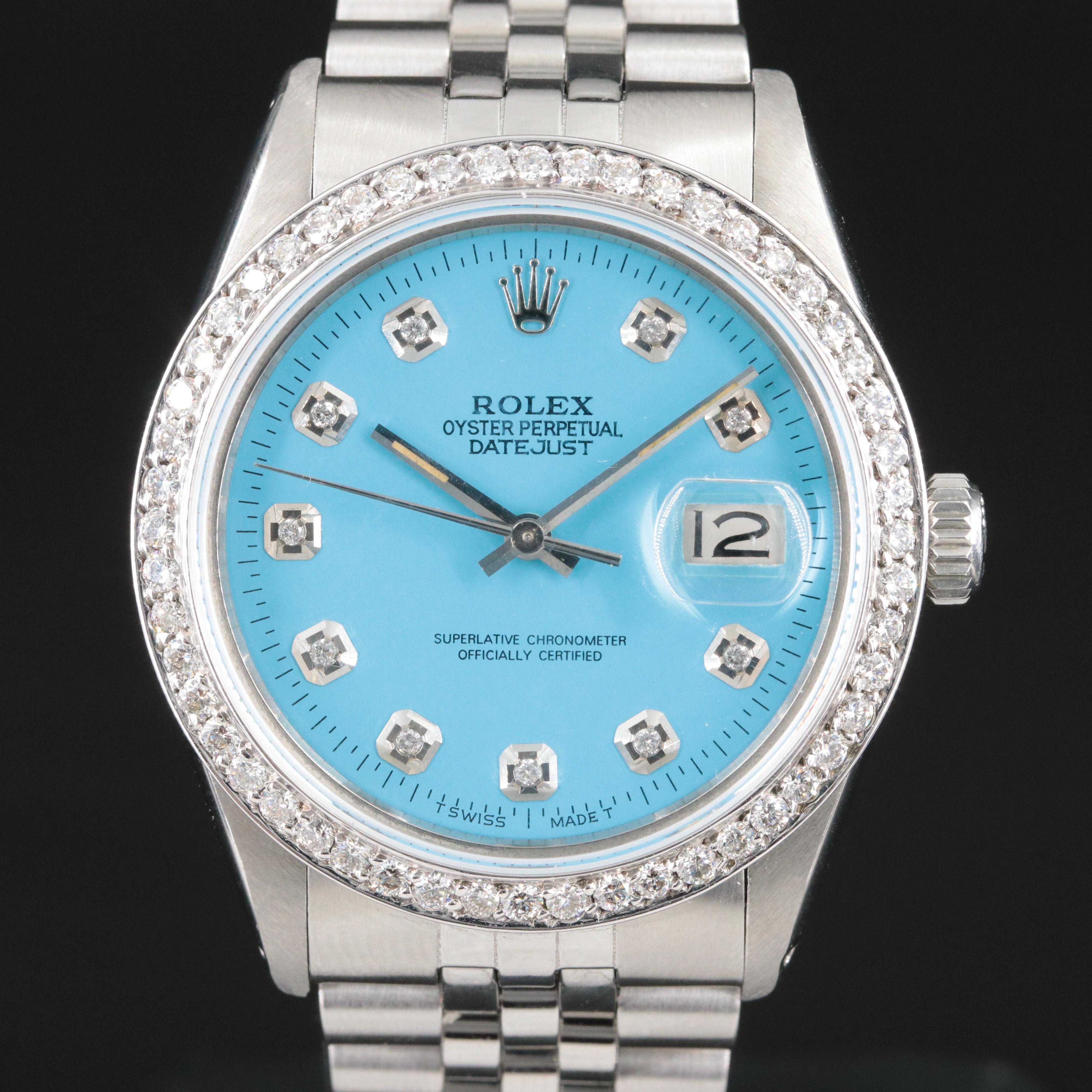 1979 Rolex Custom Diamond Bezel & Dial Datejust 36mm 16030 Watch | Barnebys