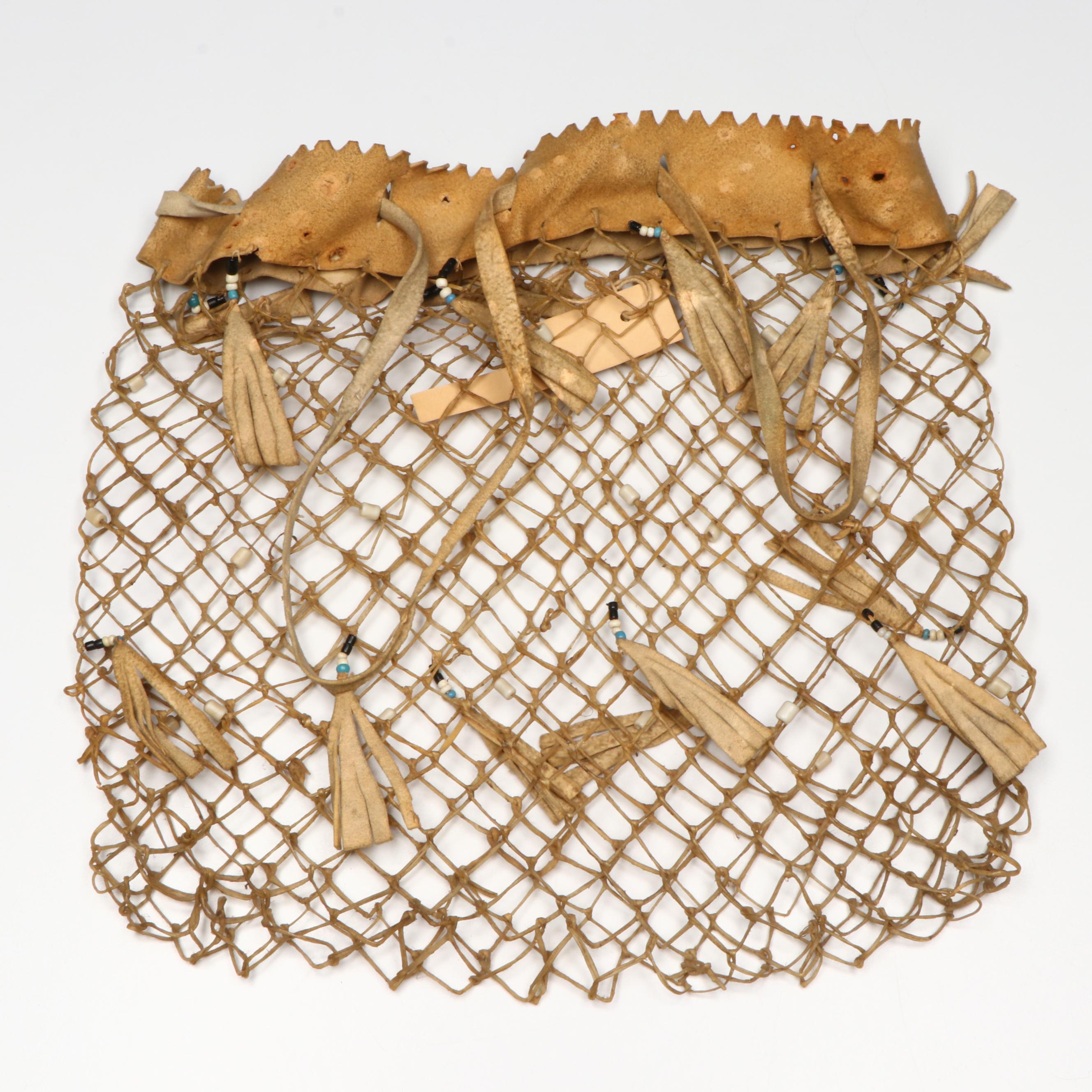 Dene First Nation Woven Hide Babiche Bag, 1923 | Barnebys