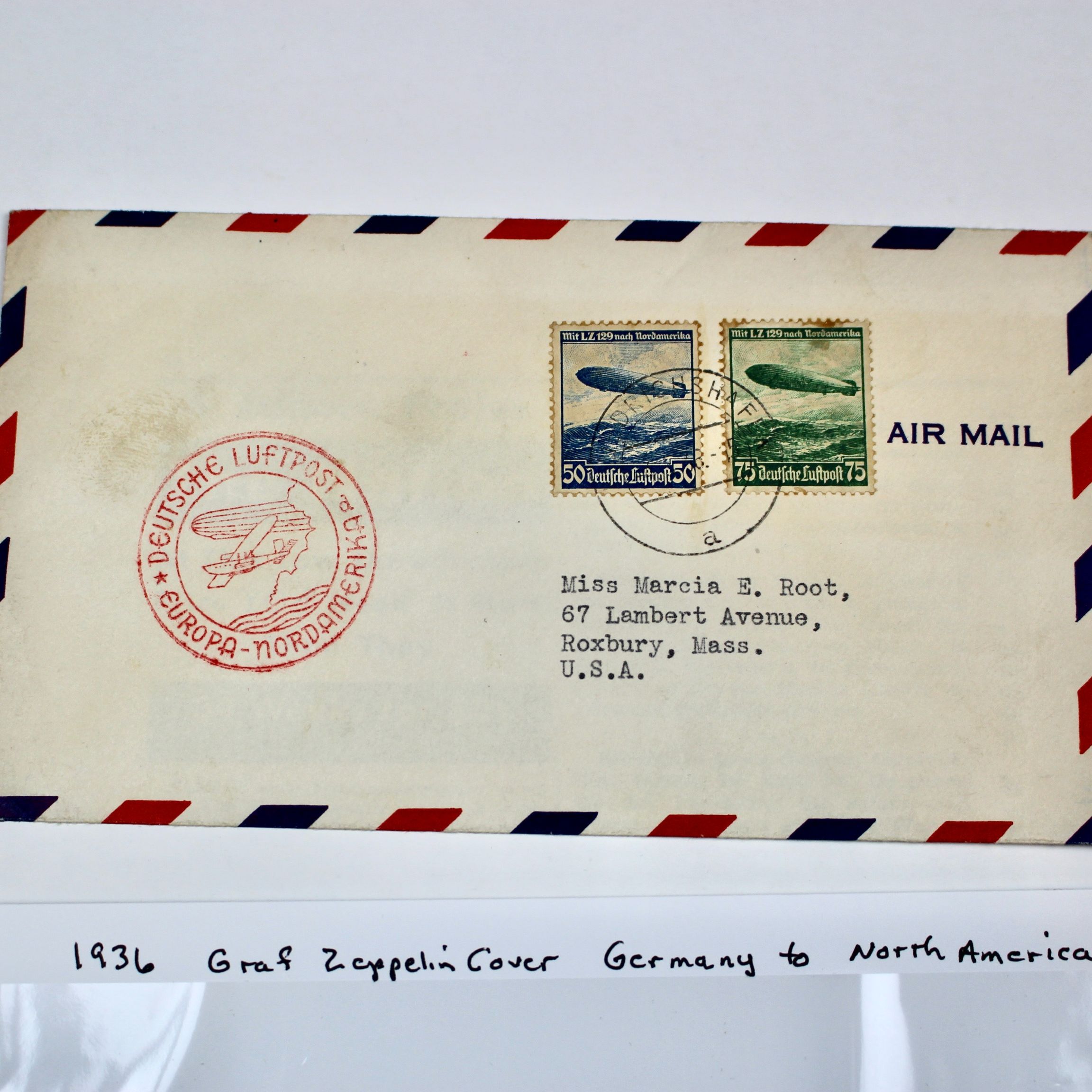 1936 Graf Zeppelin Postal Cover, Germany to North America | Barnebys