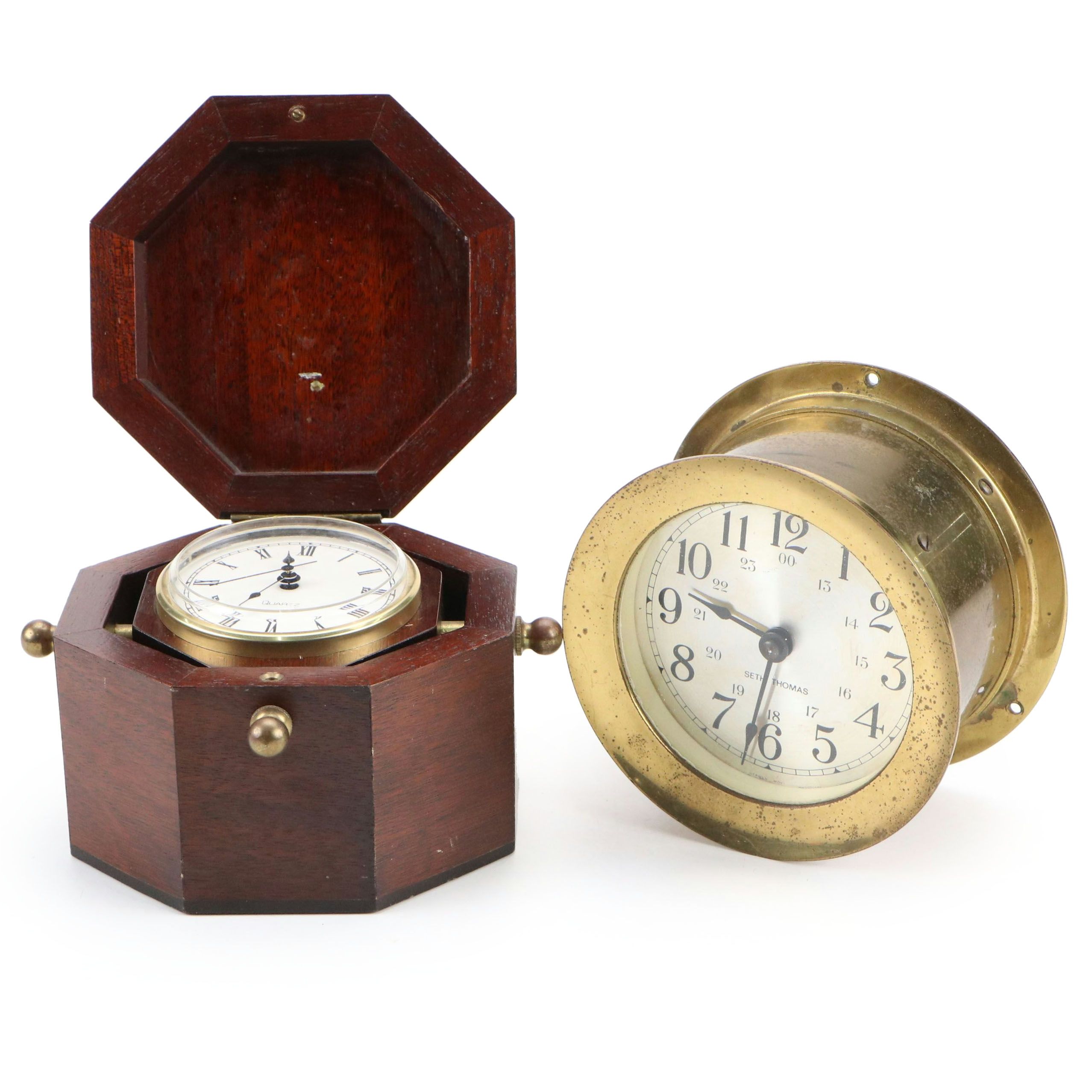 Maritime Quartermaster's Gimbal Clock with Seth Thomas Brass Wall Mount ...