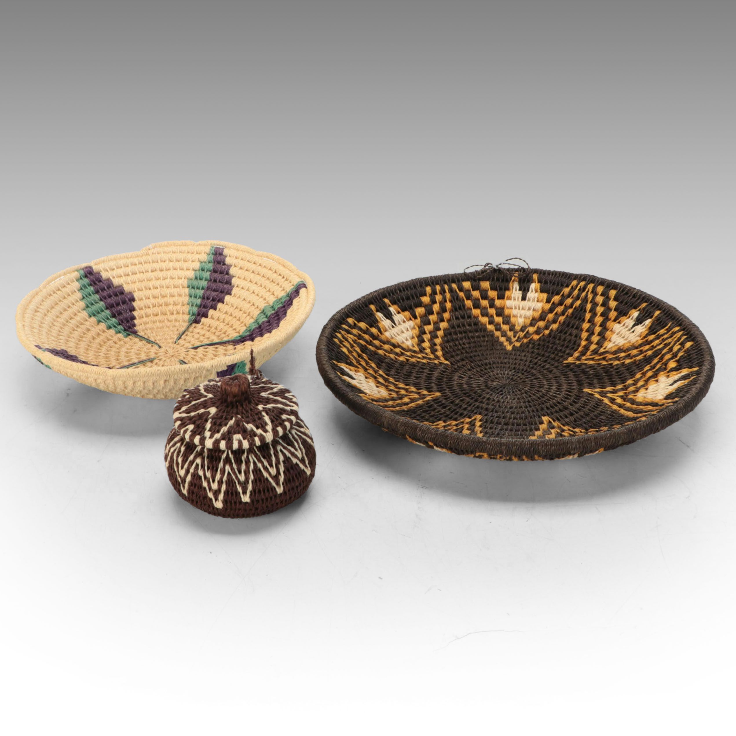 Zimbabwean Shona Peoples Woven Sisal Fiber Baskets and Lidded Vessel ...