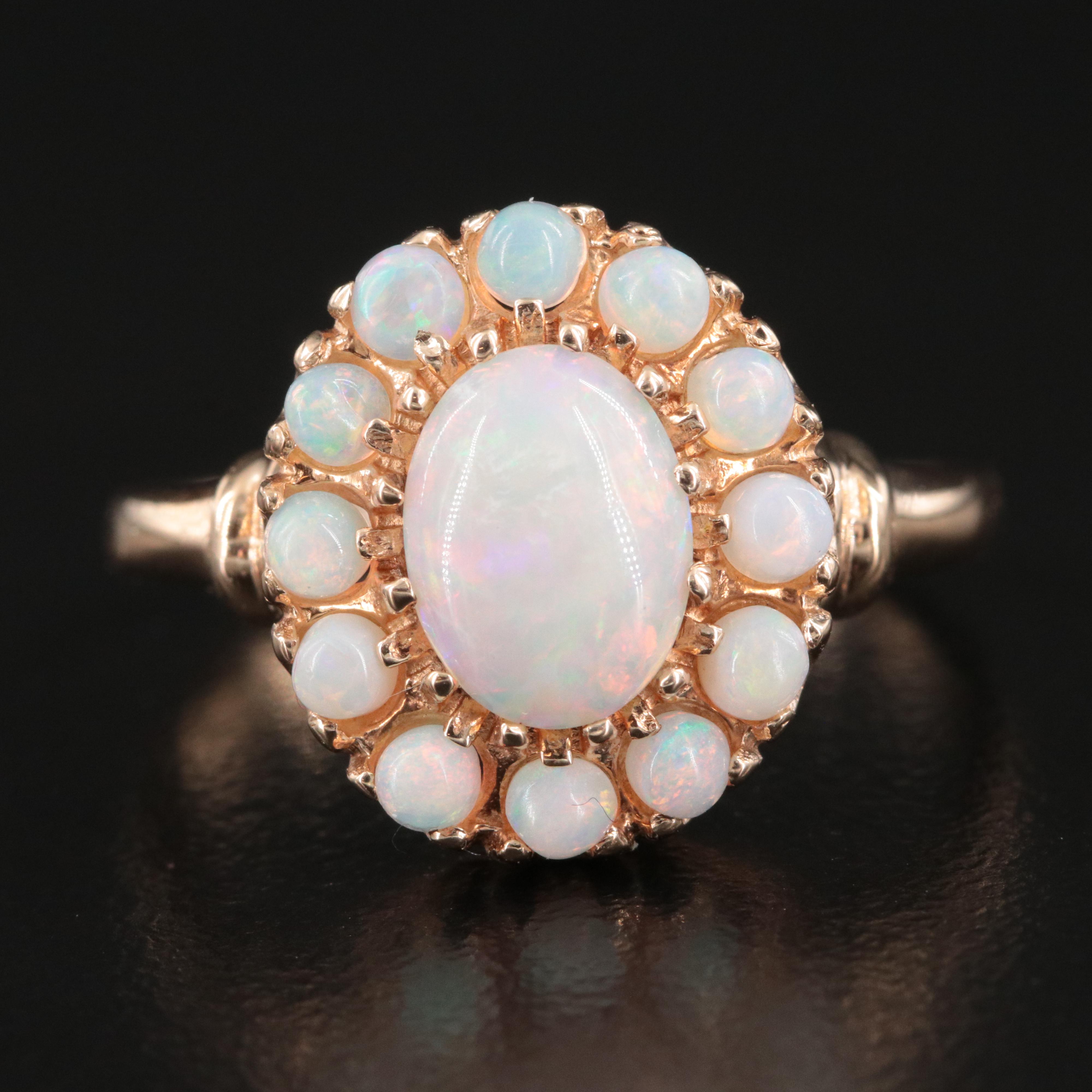 10K Opal Cluster Ring | Barnebys
