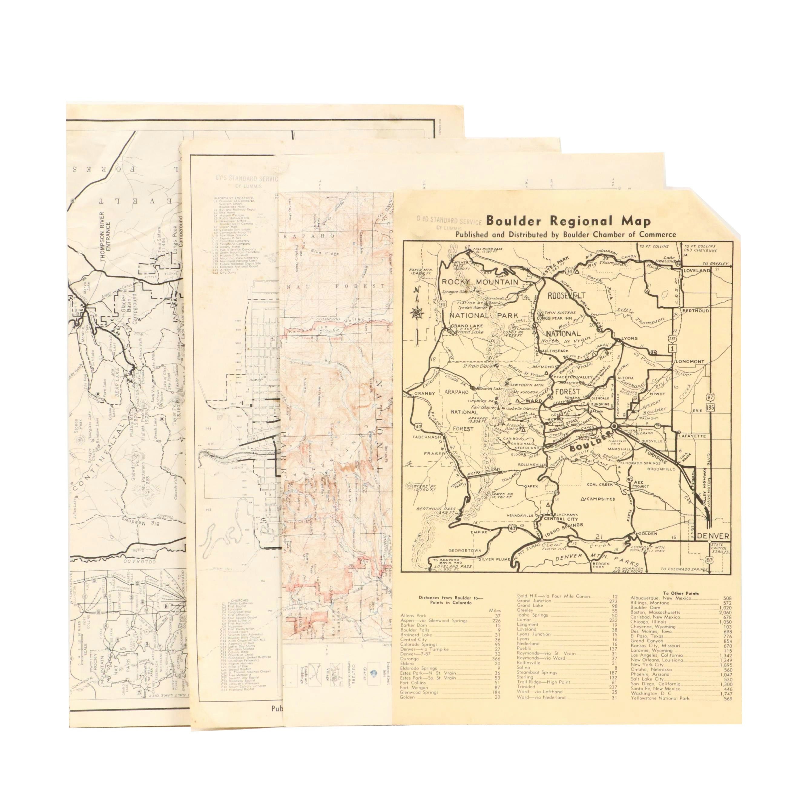 Maps of Rocky Mountain National Park and Boulder, Colorado, 1950s ...