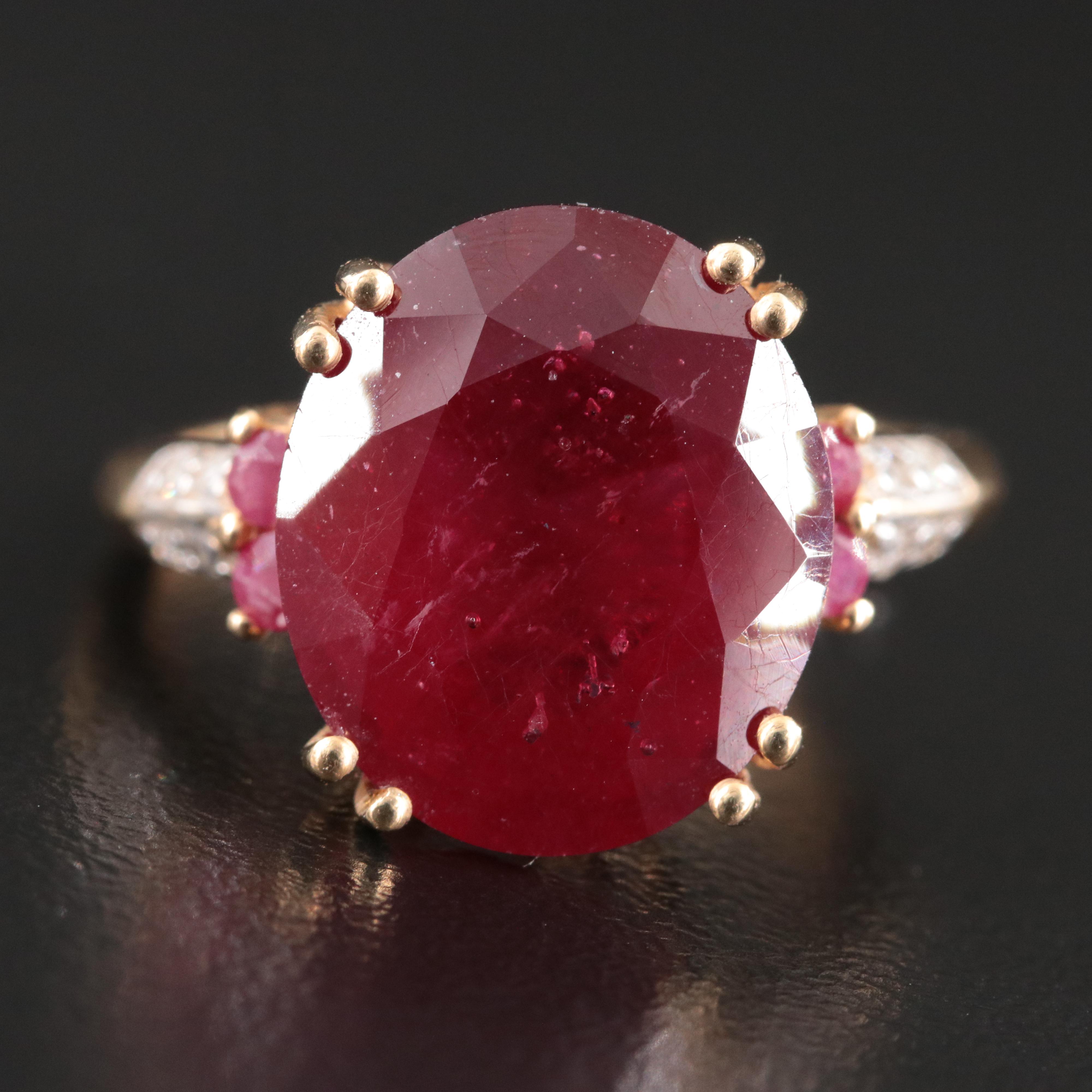 14K Filled Corundum and Diamond Ring | Barnebys