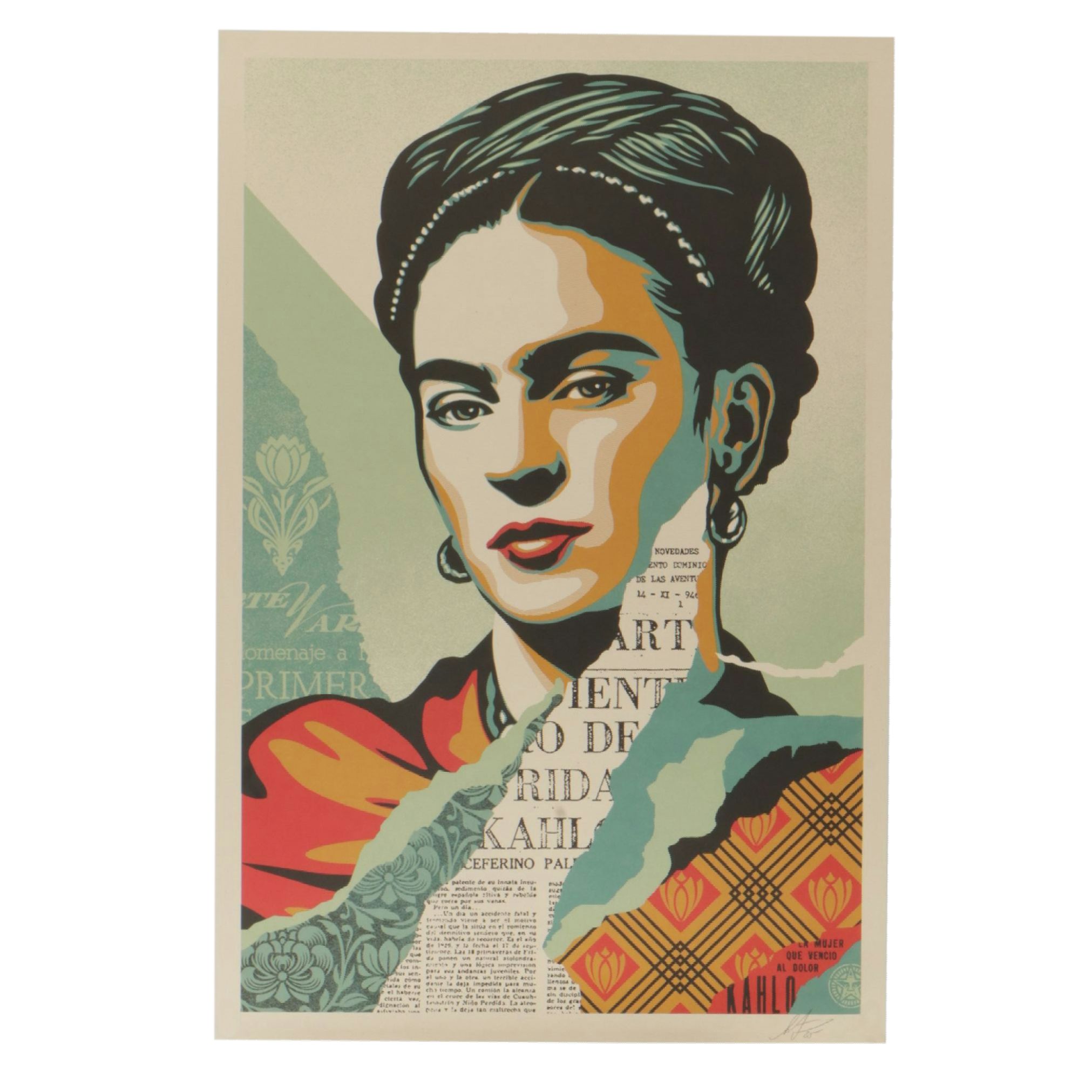 Shepard Fairey Offset Lithograph "The Woman Who Defeated Pain (Frida ...