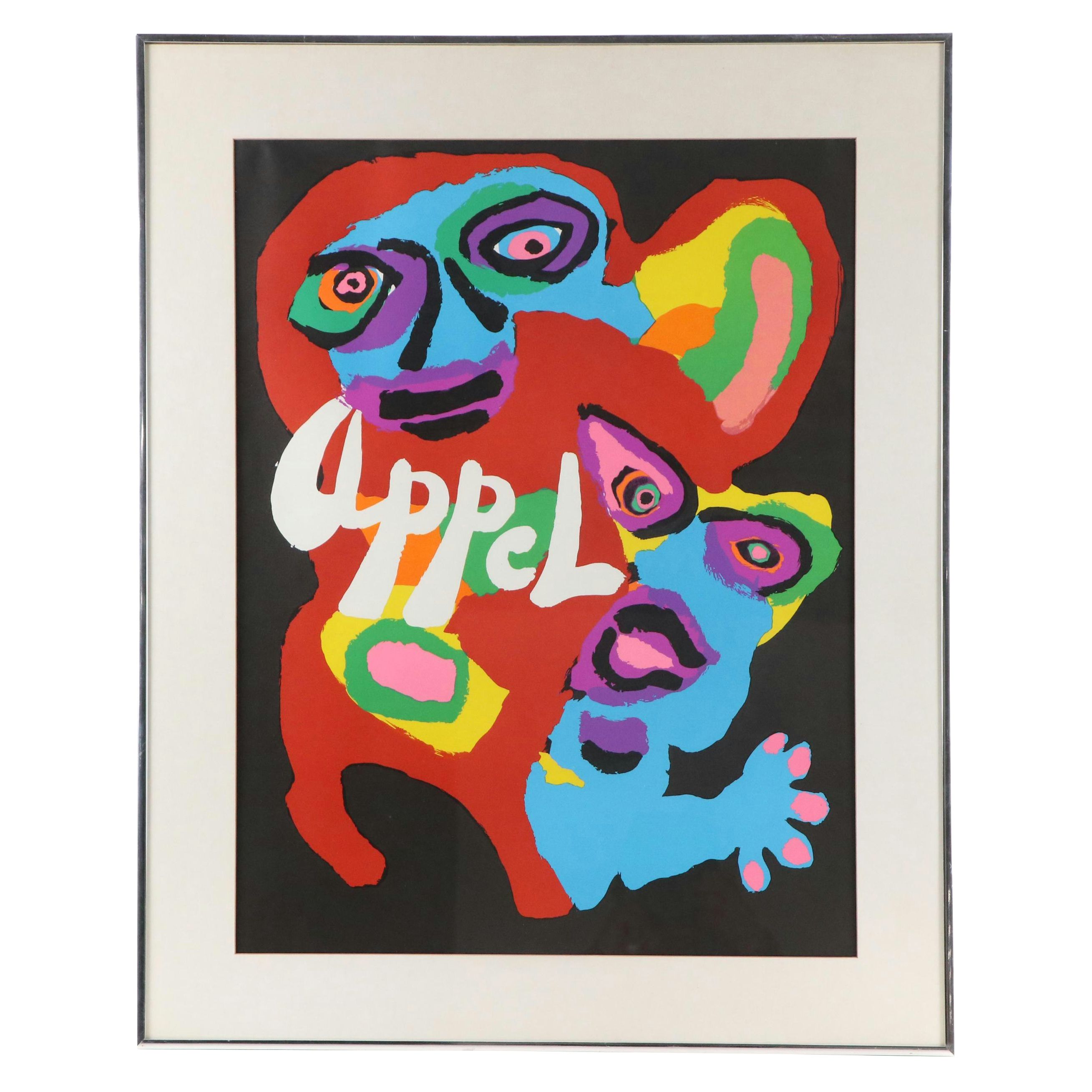 Abstract Color Lithograph Designed by Karel Appel "Chien de Face," Late ...