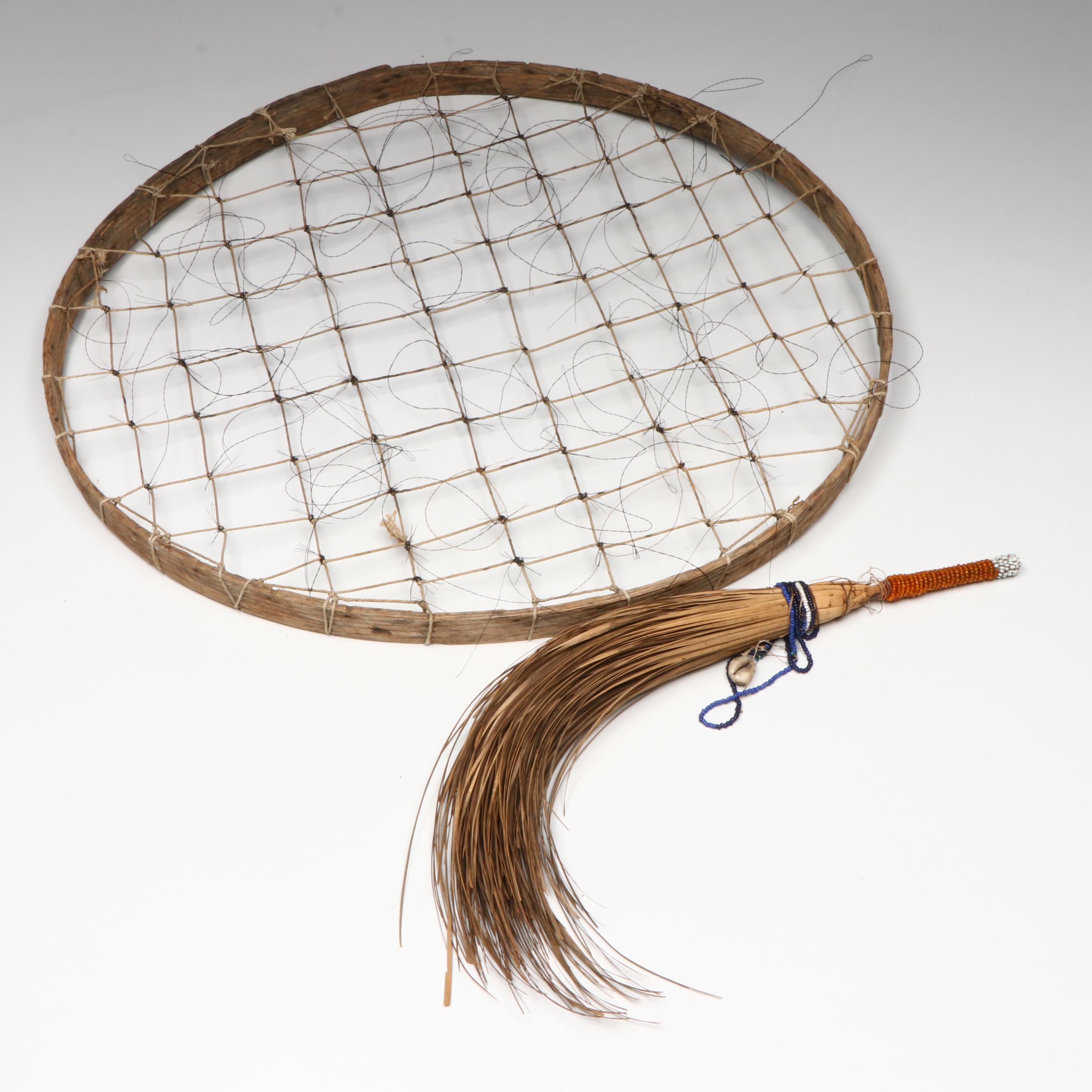 Anishinaabe (Ojibwa) Bird Snare with African Beaded Whisk | Barnebys
