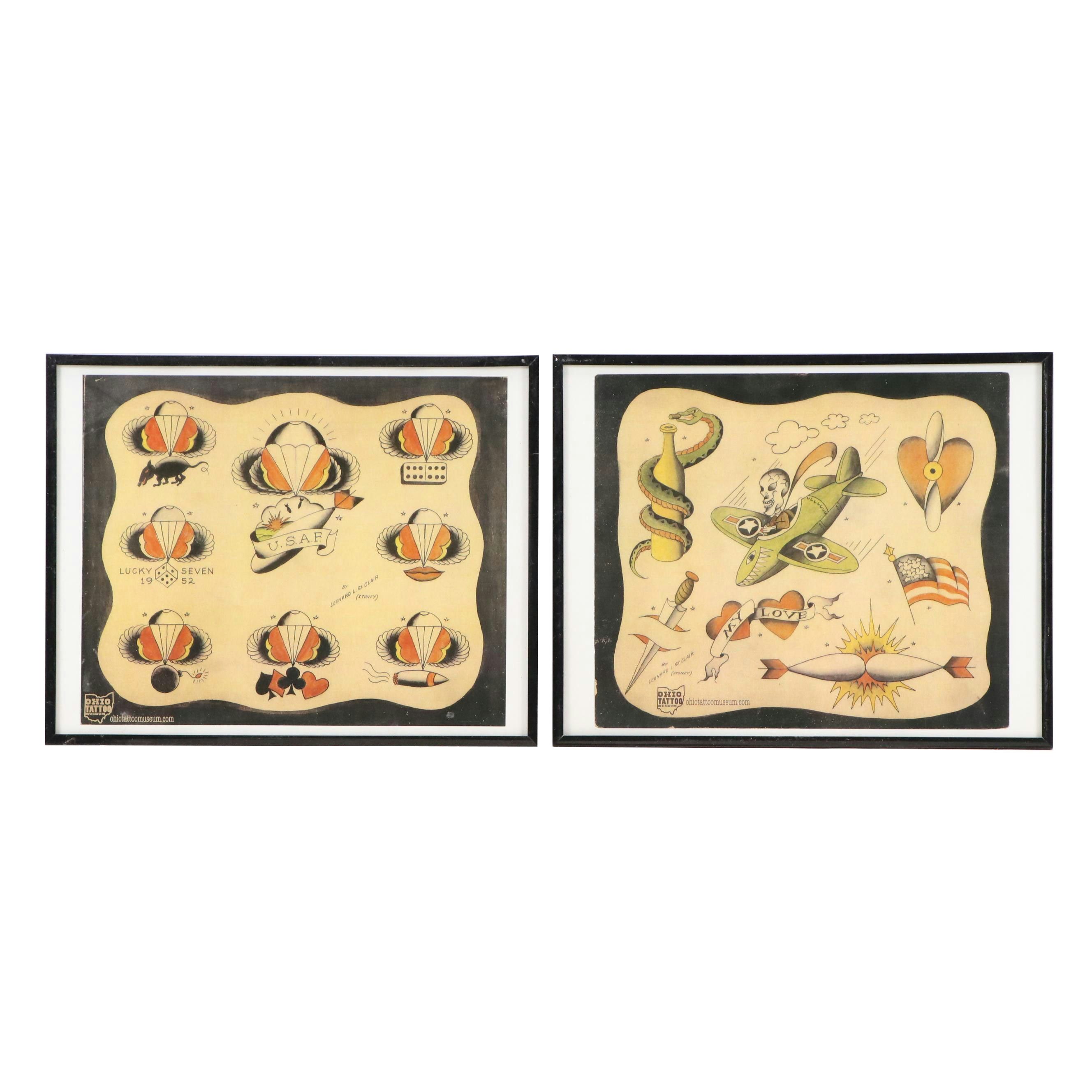 Ohio Tattoo Museum Offset Lithographs of Leonard St. Clair US Air Force ...