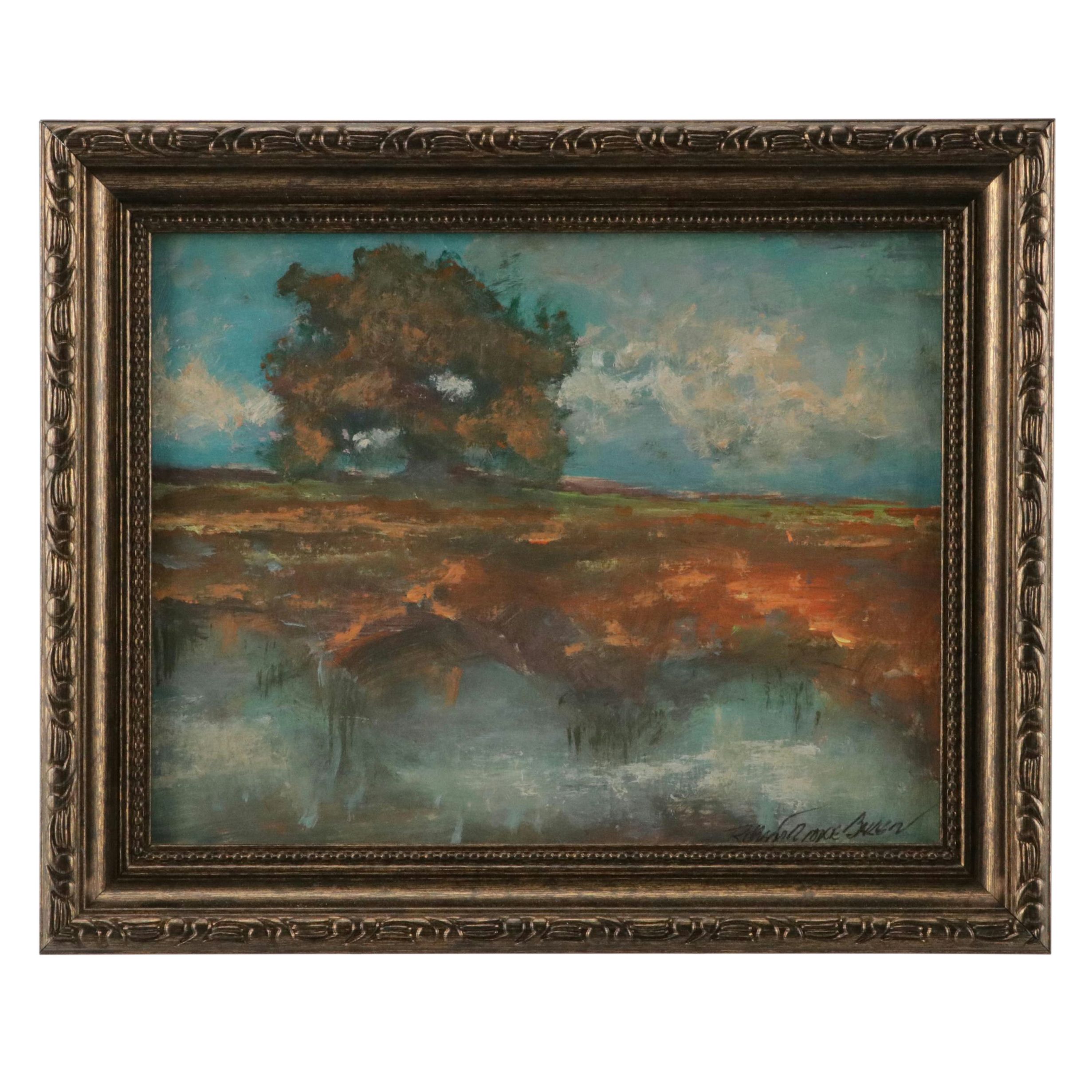 Robert Riddle Baker Landscape Acrylic Painting "Island," 2025 | Barnebys
