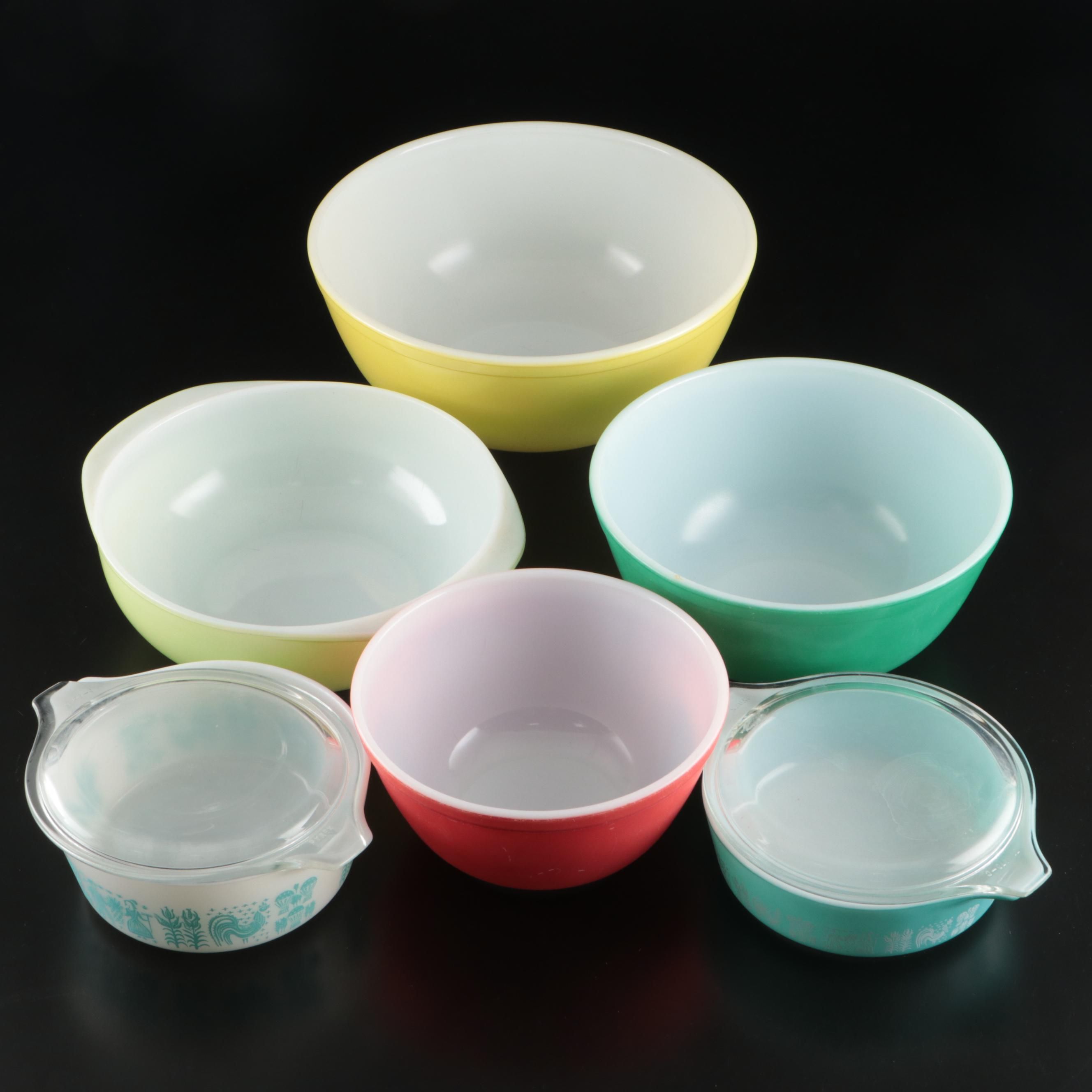 Pyrex Glass and Ceramic "Amish Butterprint" Baking Dishes and Mixing ...