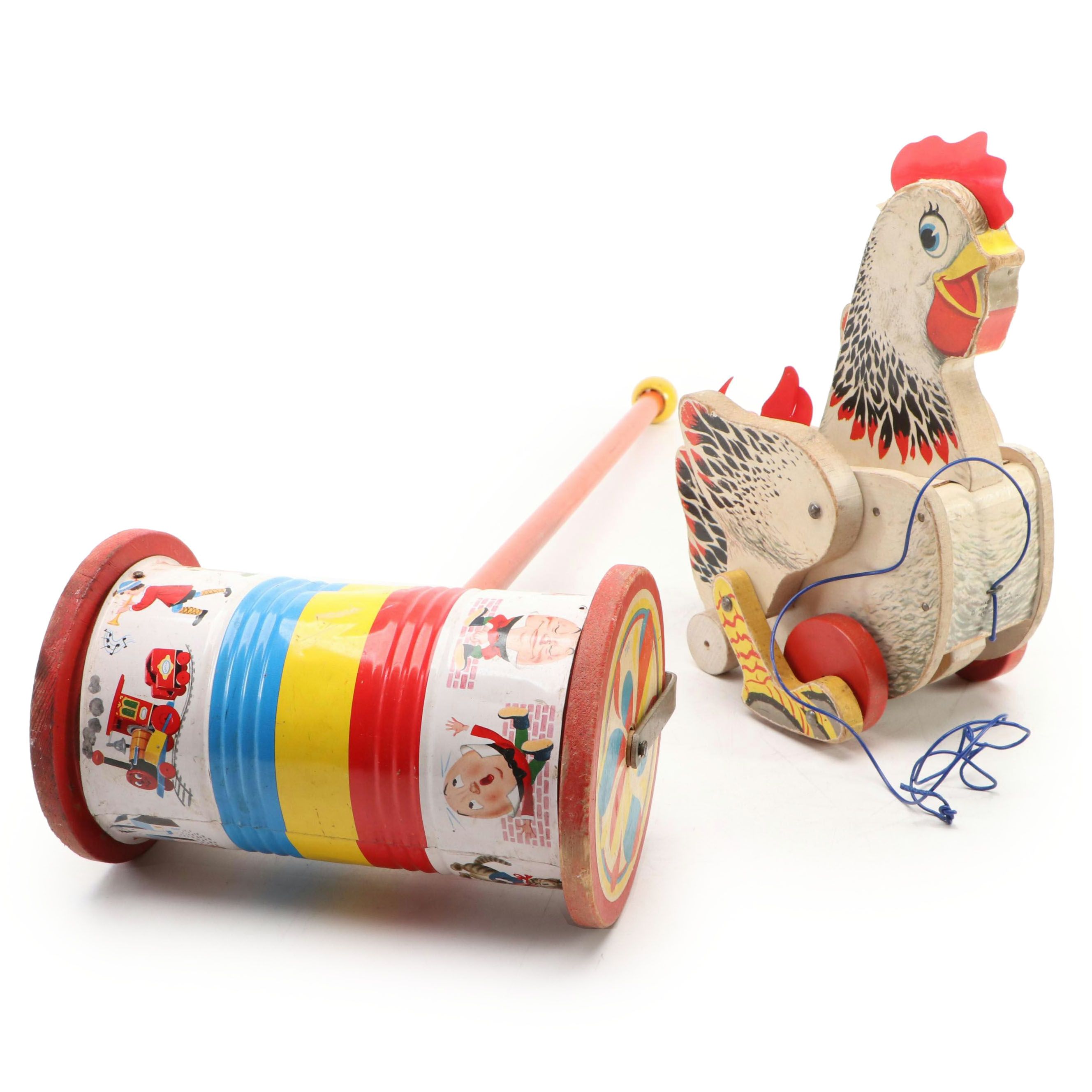 Fisher-Price Musical Push Chime and the Cackling Hen Pull Toys, Mid ...