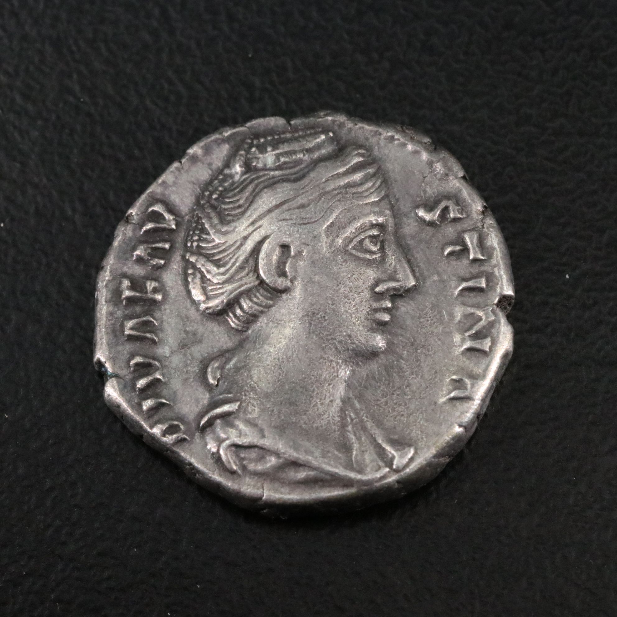 Ancient Roman Imperial AR Denarius Coin of Faustina I, ca. 141 A.D ...