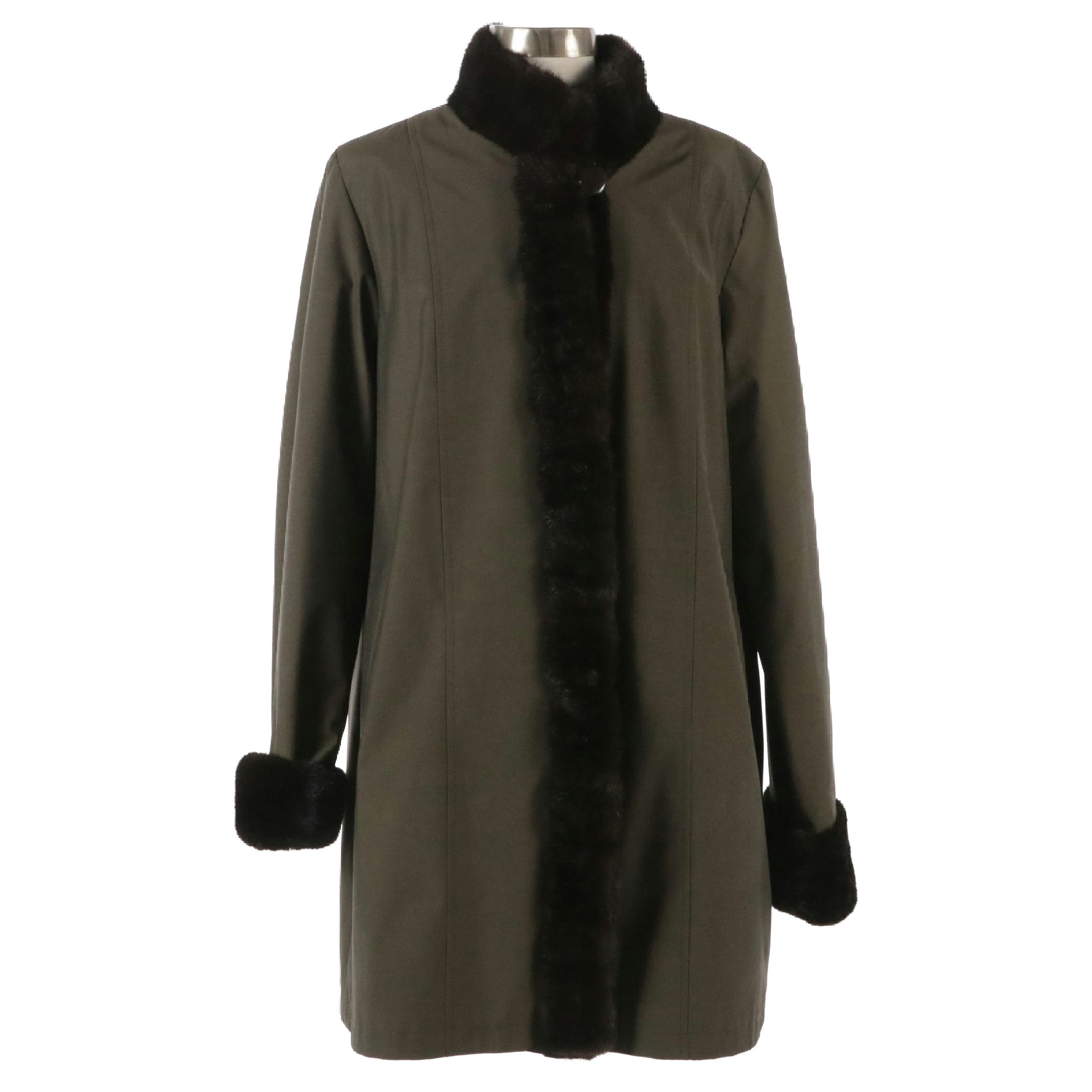 Mink Coat All-Weather Converted w/ Loro Piana Storm Systems Khaki Nylon ...
