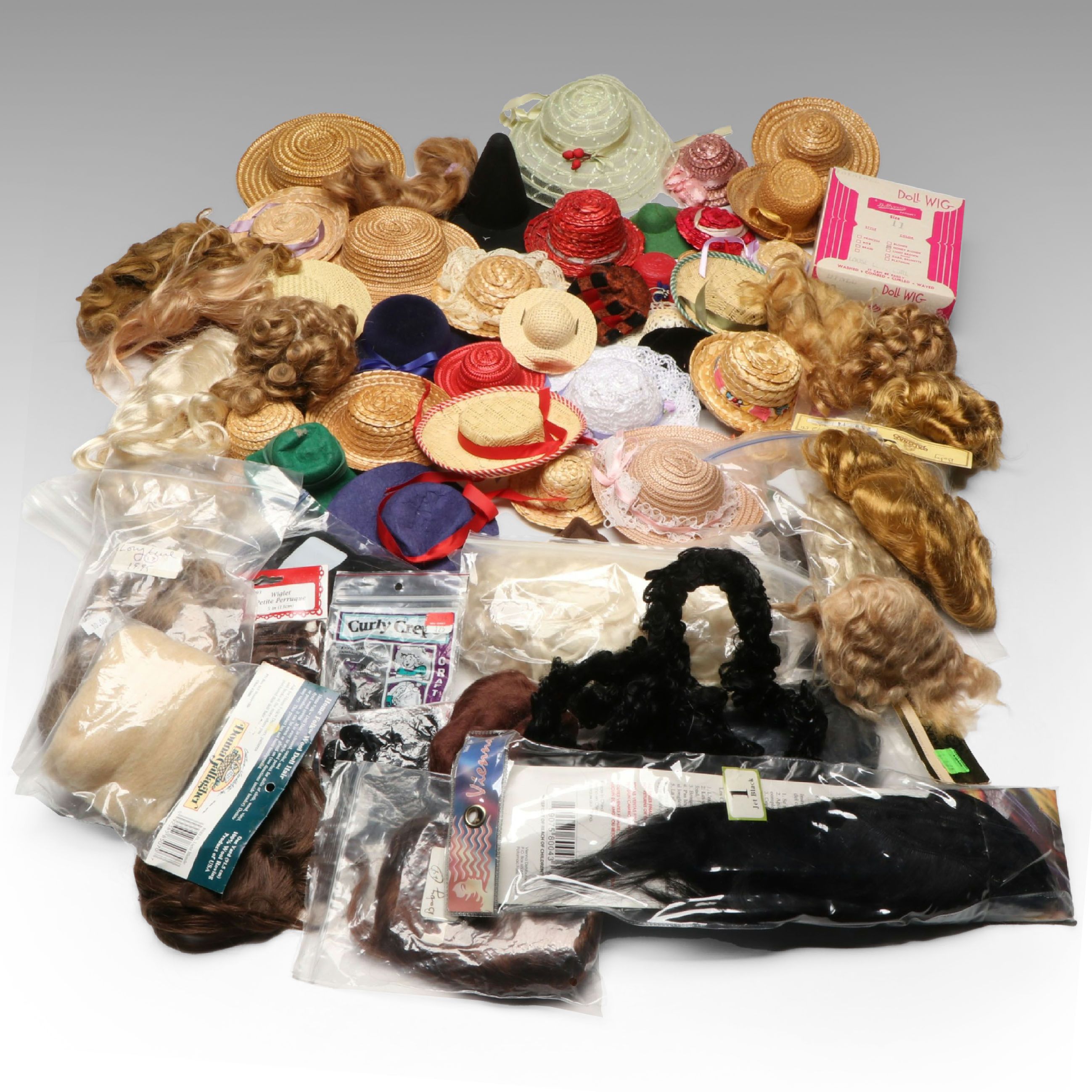 Dolls & Mohair with Wool, Human and Synthetic Doll Hair and Hats | Barnebys