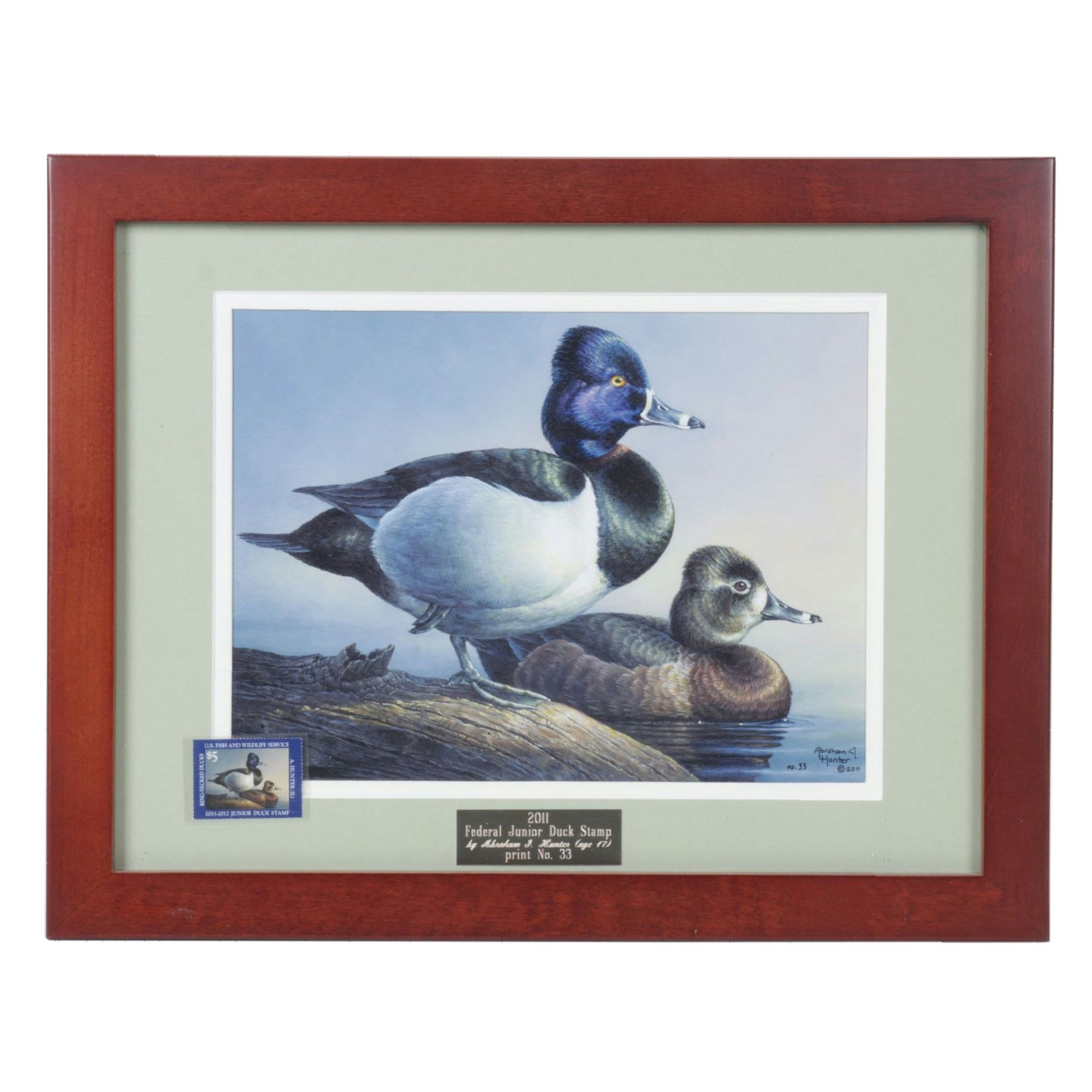 Abraham Hunter Offset Lithograph "Resting Ring-necks" for 2011 Junior ...