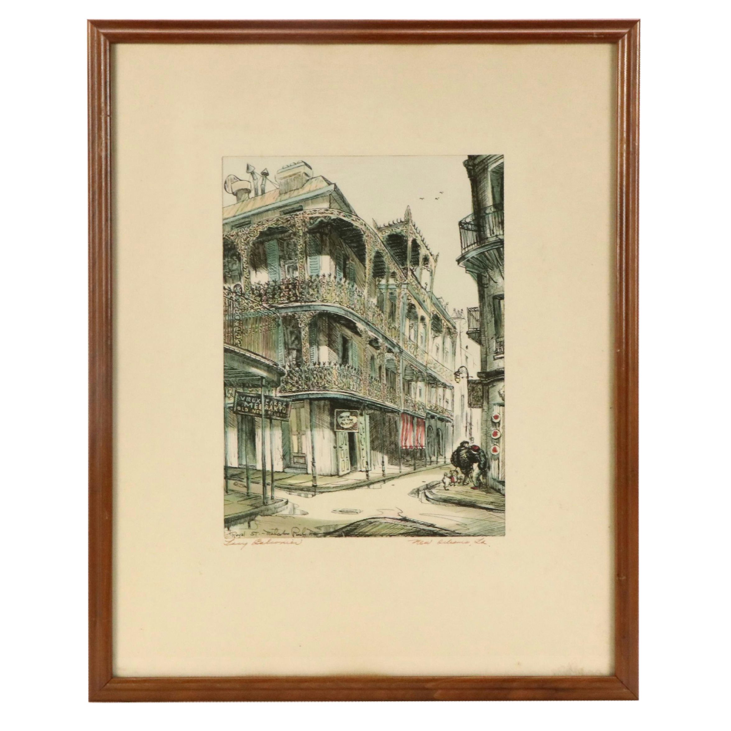 Malcolm Paul Newman Hand-Colored Lithograph "Lacy Balconier," Late 20th ...