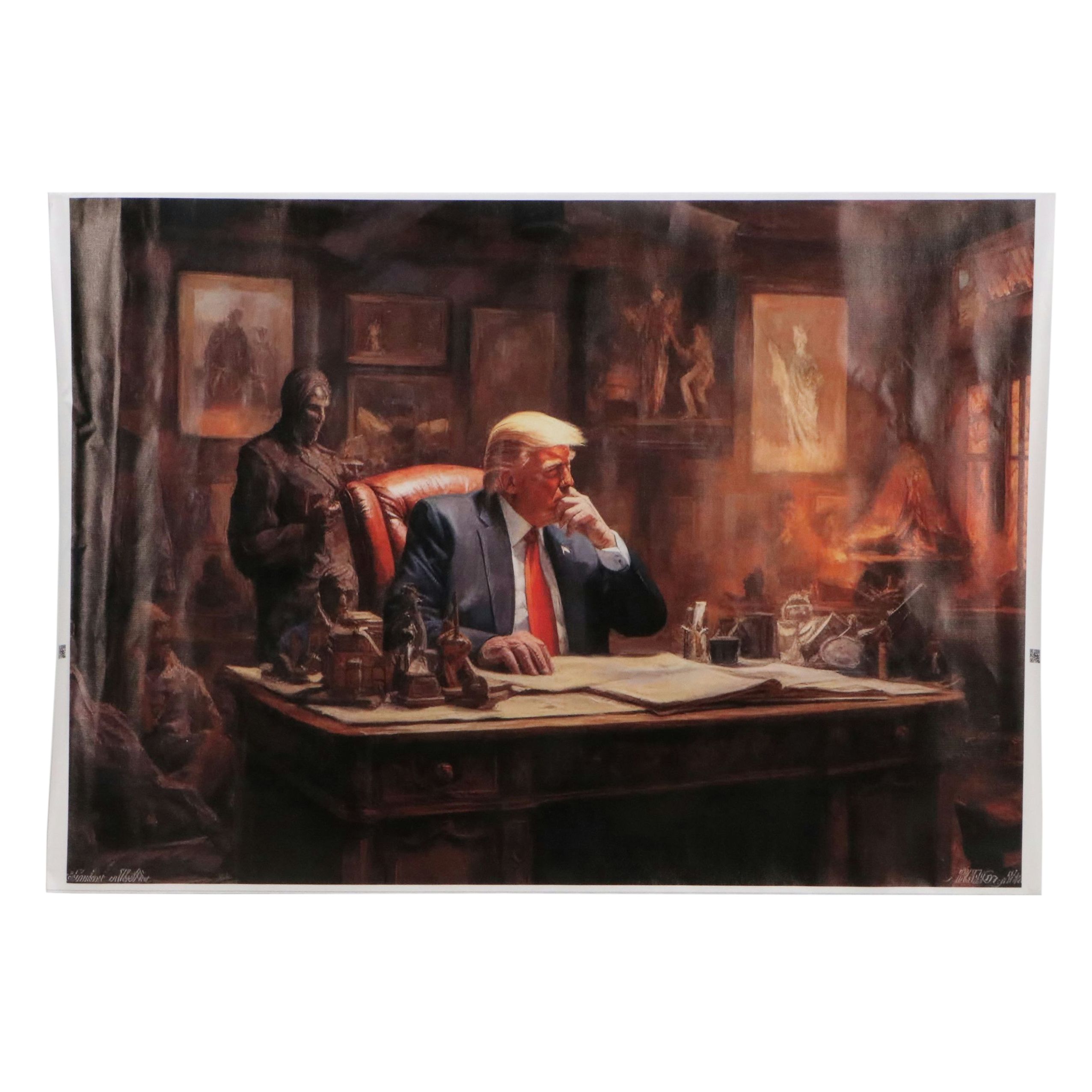 A.I. Generated Giclée of Donald Trump in Study, 21st Century | Barnebys