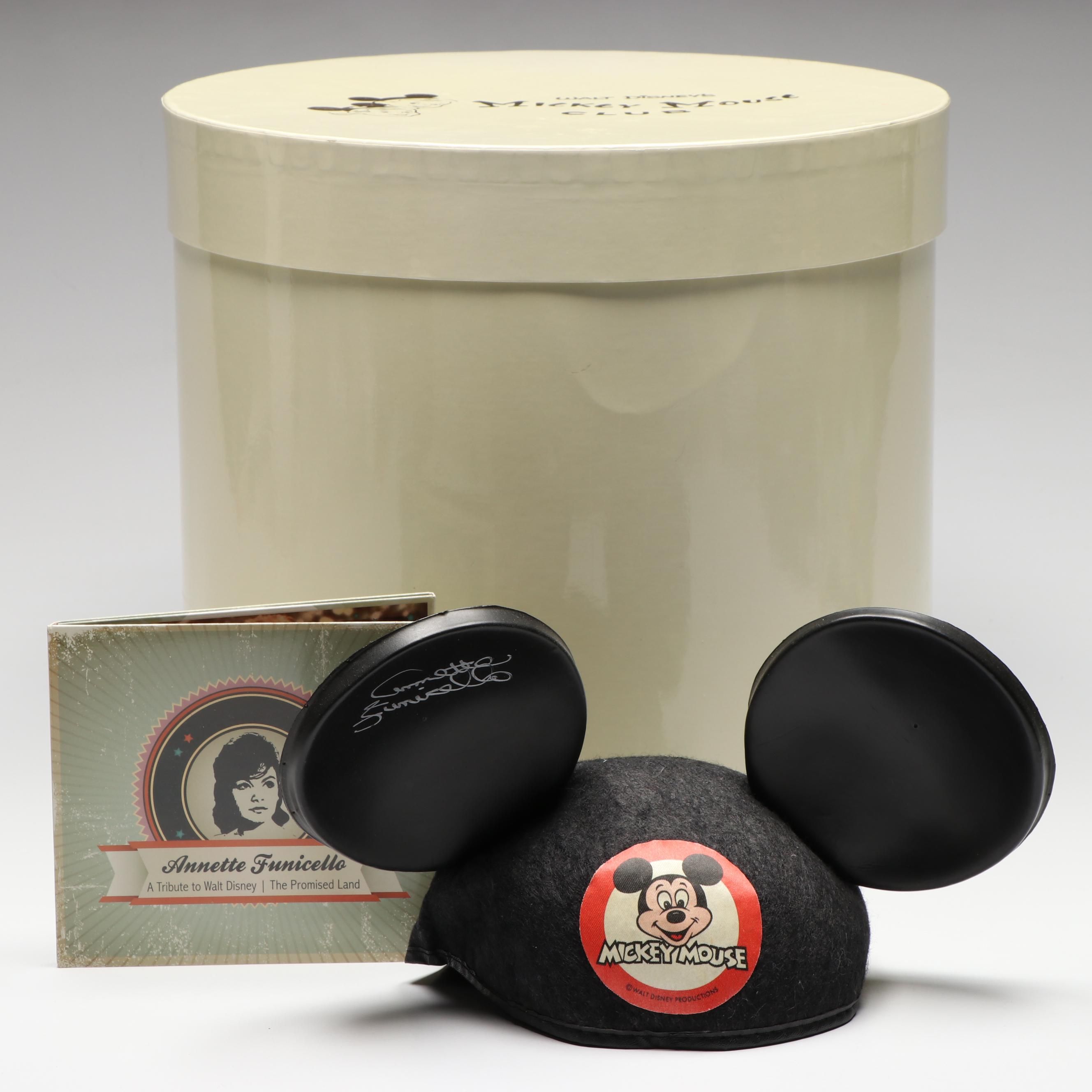 Annette Funicello Signed Mickey Mouse Club Ear Hat with CD | Barnebys