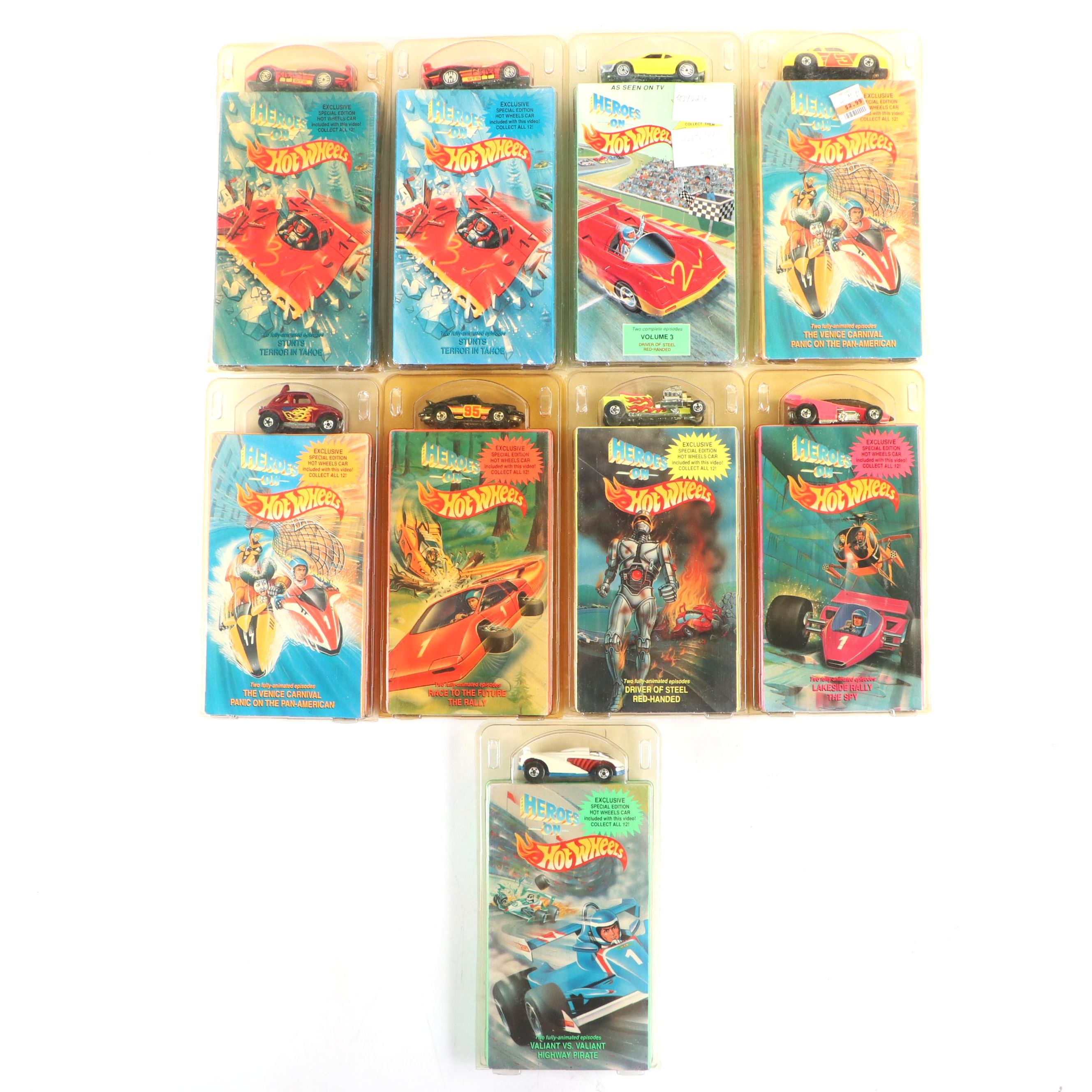 Mattel "Heros on Hot Wheels" VHS Tapes with Diecast Vehicles, 1990s ...