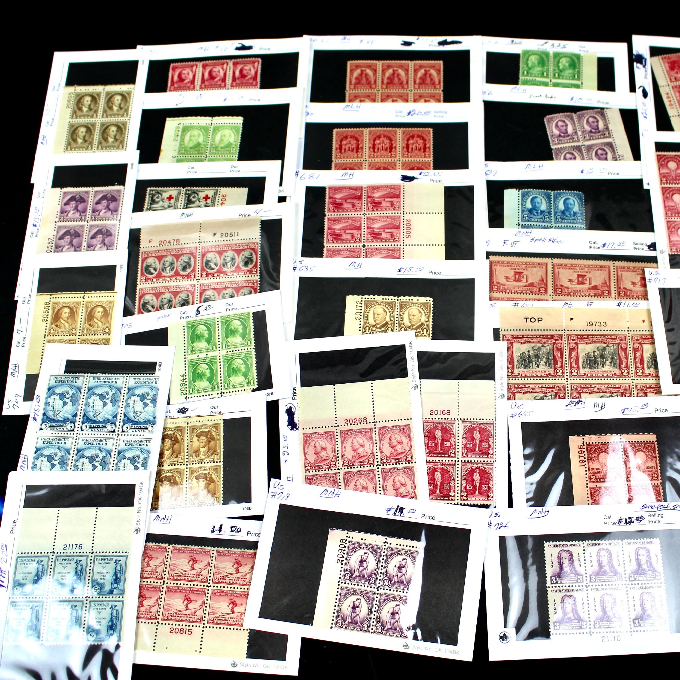 Thirty Different Older U.S. Postage Stamp Plate Blocks, 1920s-1930s ...