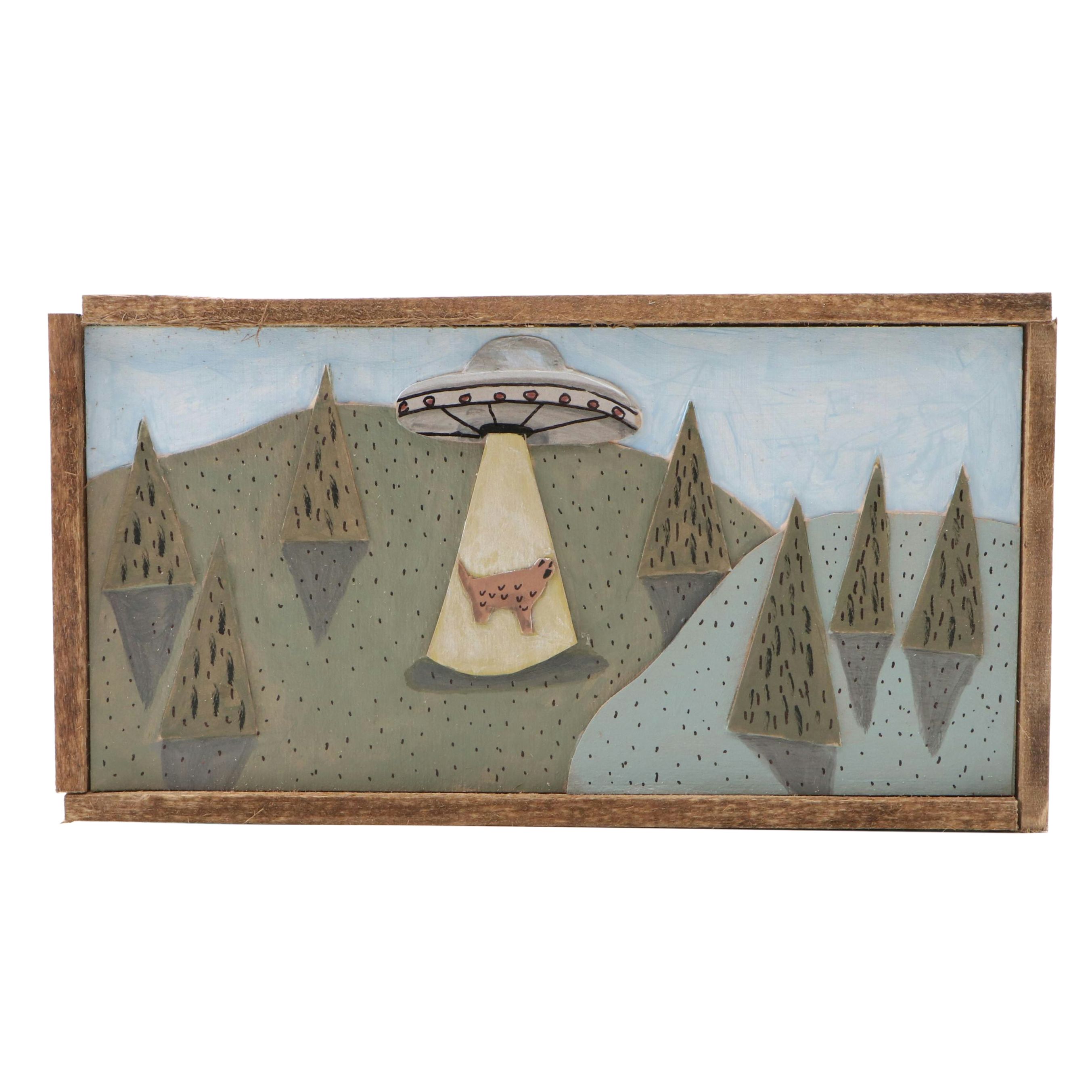 Aaron Wooten Dimensional Surrealist Mixed Media Painting "The Encounter ...