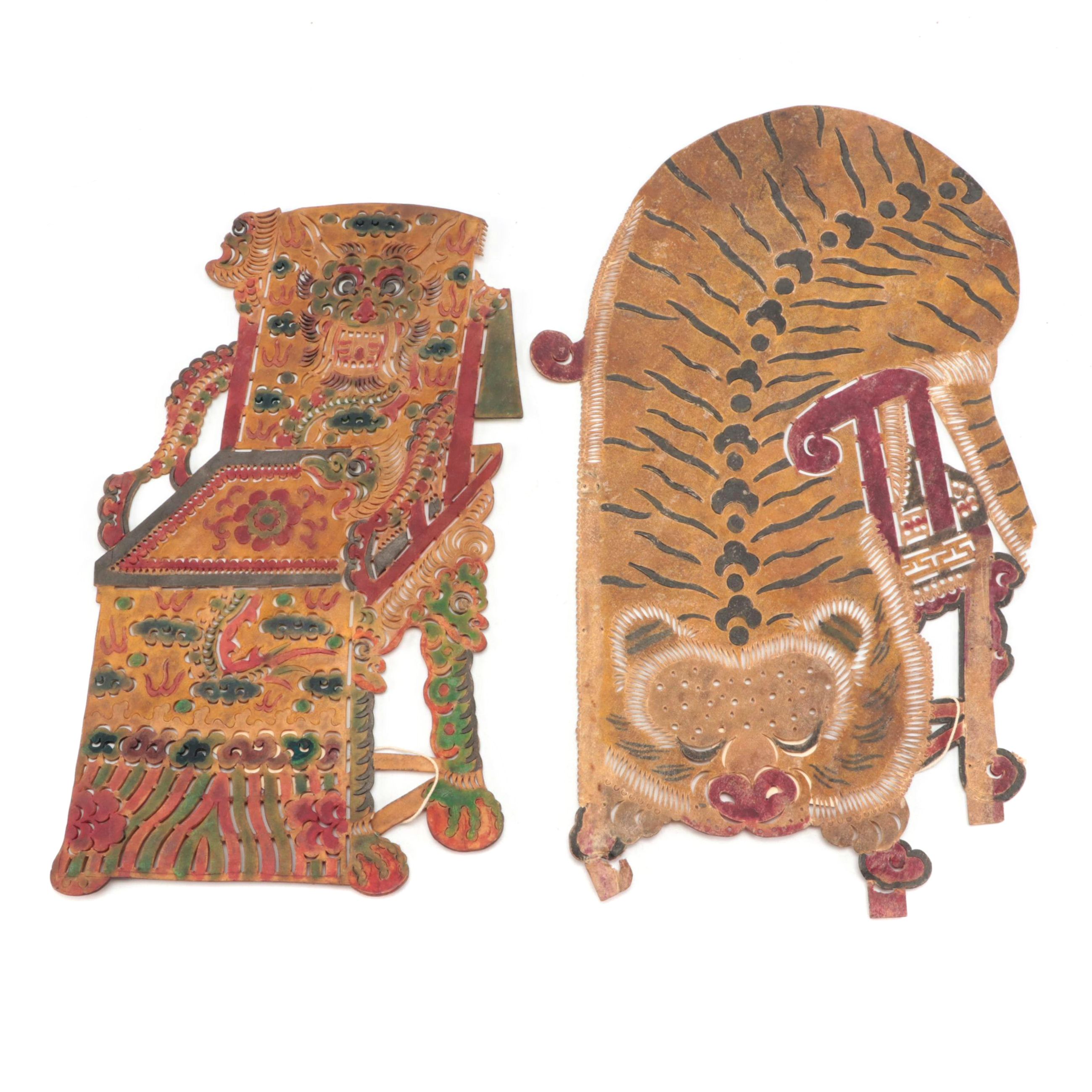 Chinese Chair Draped with Tiger Skin and Other Ornate Vellum Shadow ...