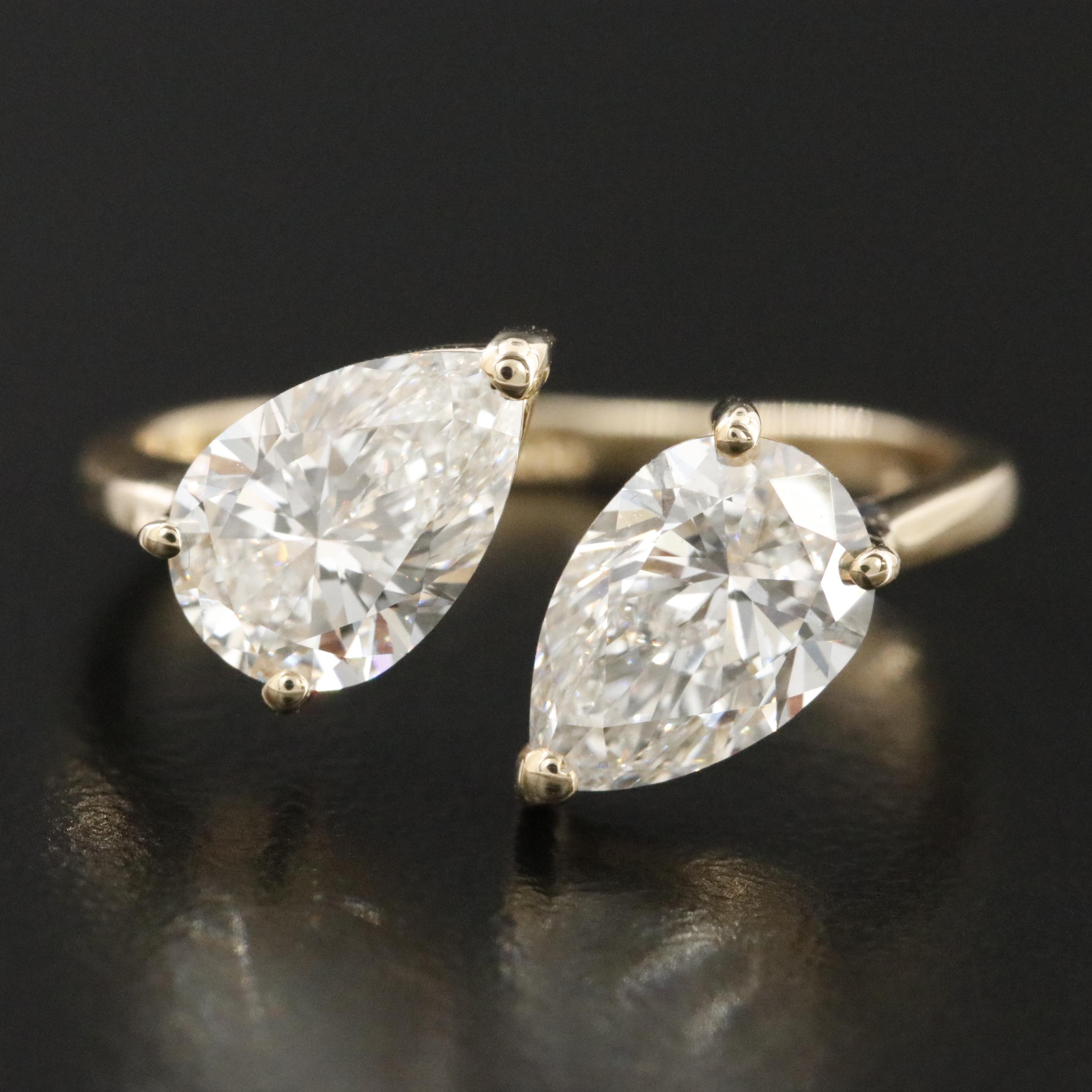 14K 2.70 CTW Lab Grown Diamond Toi et Moi Ring | Barnebys