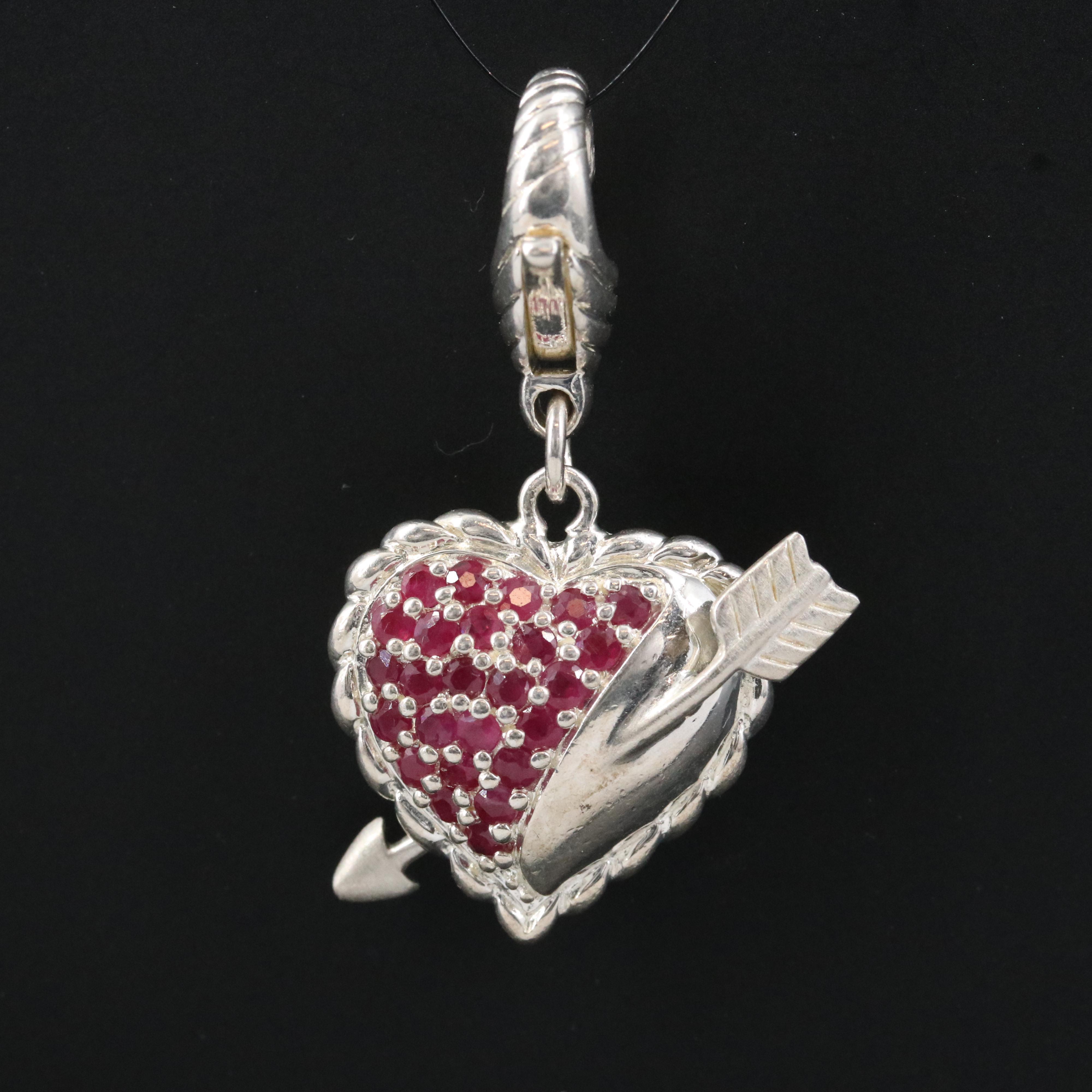 Judith Ripka Sterling Ruby Arrow and Heart Charm | Barnebys