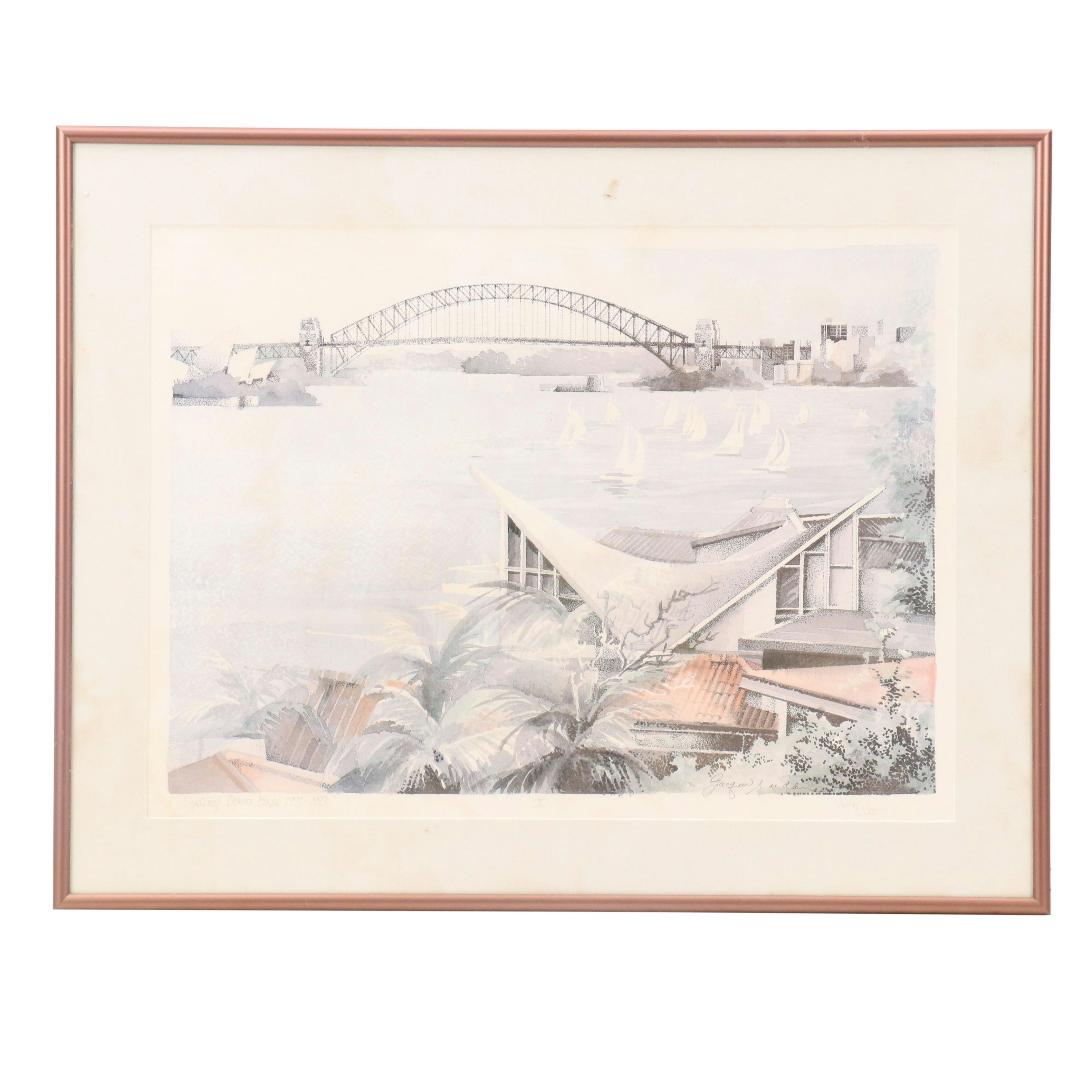Offset Lithograph After Jacqui Maddren "Sydney Opera House 1973 - 1993 ...