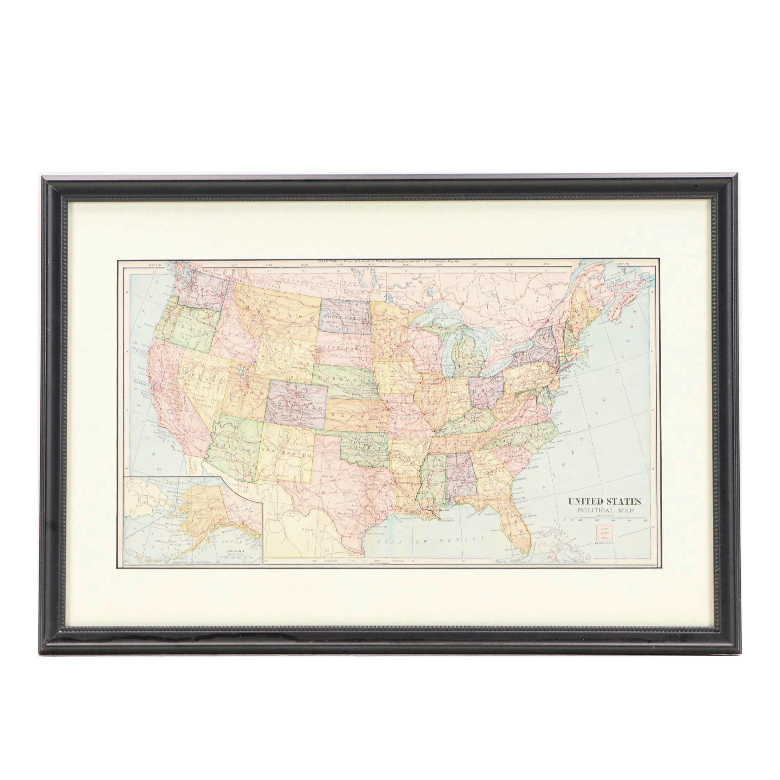 Wax Engraving Map "United States Political Map" | Barnebys