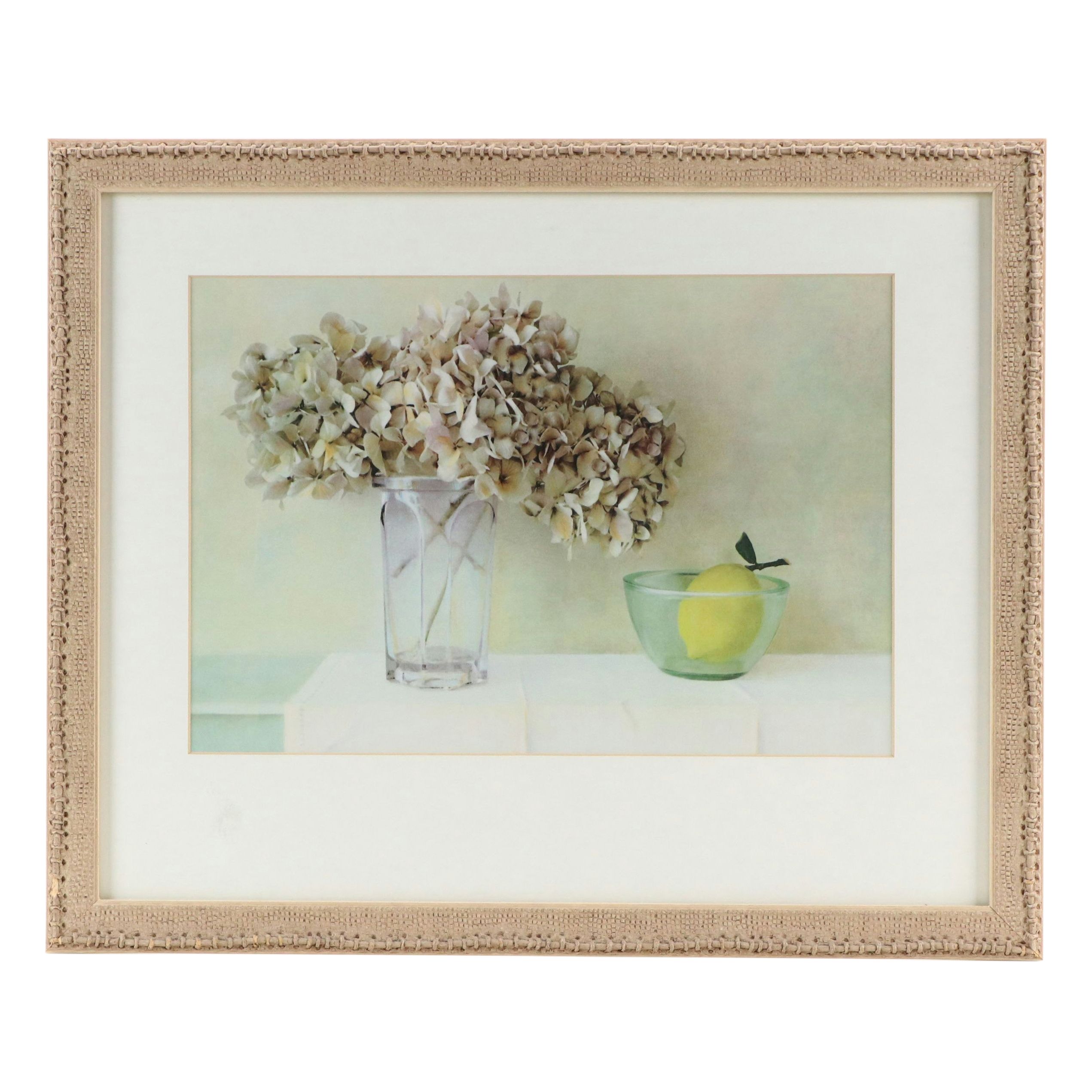 Sally Wetherby Offset Lithograph "Hydrangeas in Glass," Late 20th ...