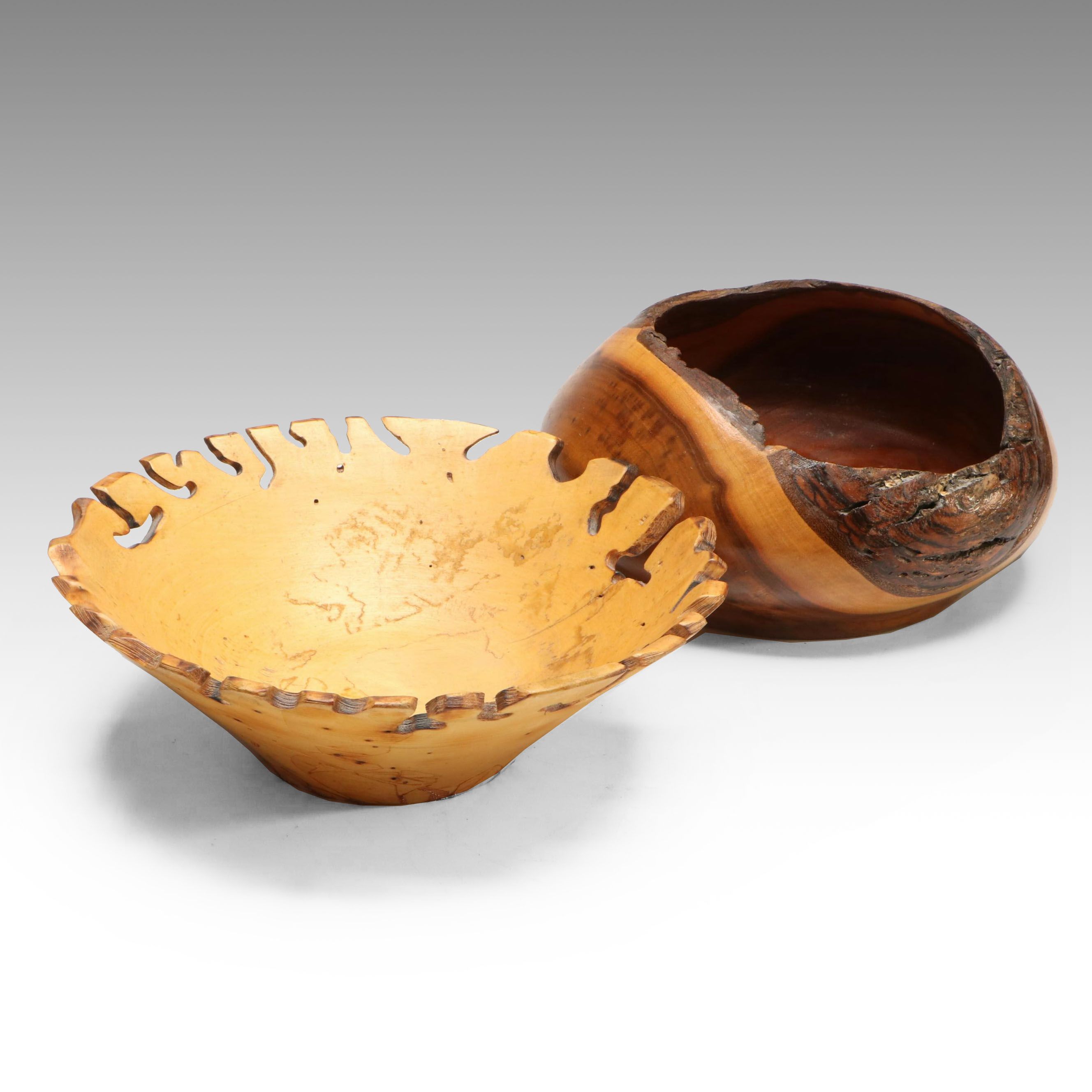 Byron Courtney Signed Hand-Carved Live Edge Walnut and Buckeye Wood ...