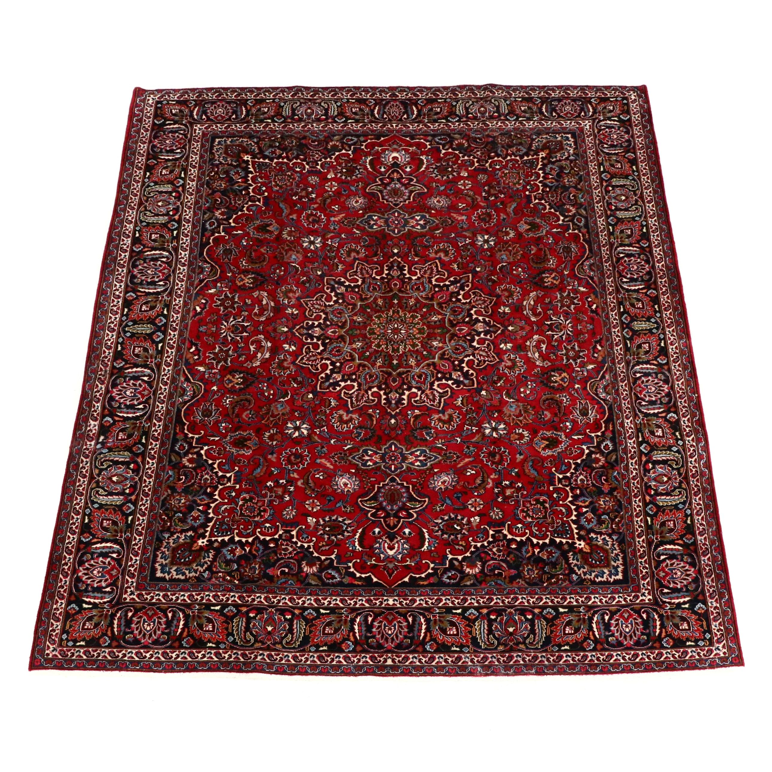 9'4 x 12'6 Hand-Knotted Persian Mashhad Room Sized Rug | Barnebys