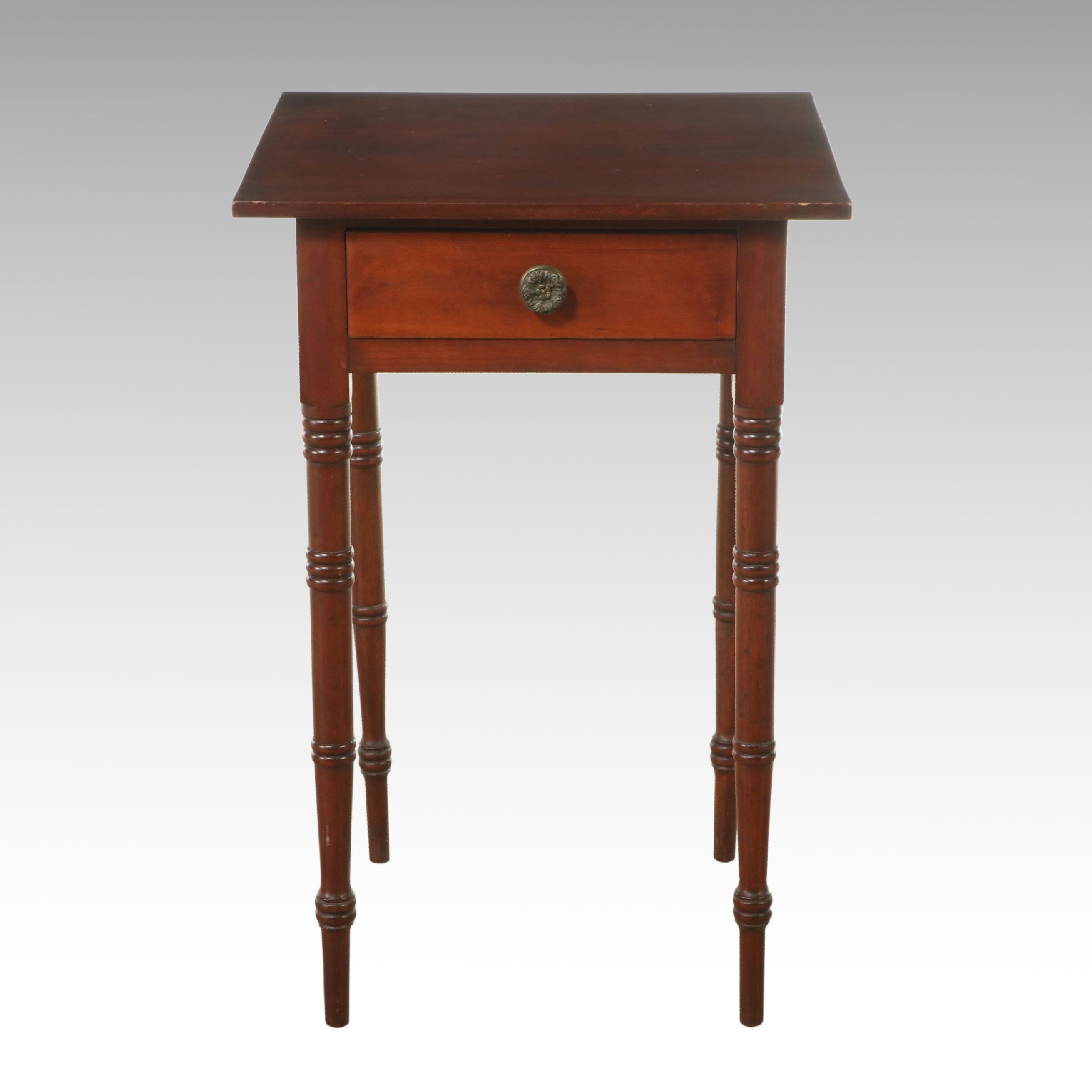 American Sheraton Style Cherry Single-Drawer Side Table | Barnebys