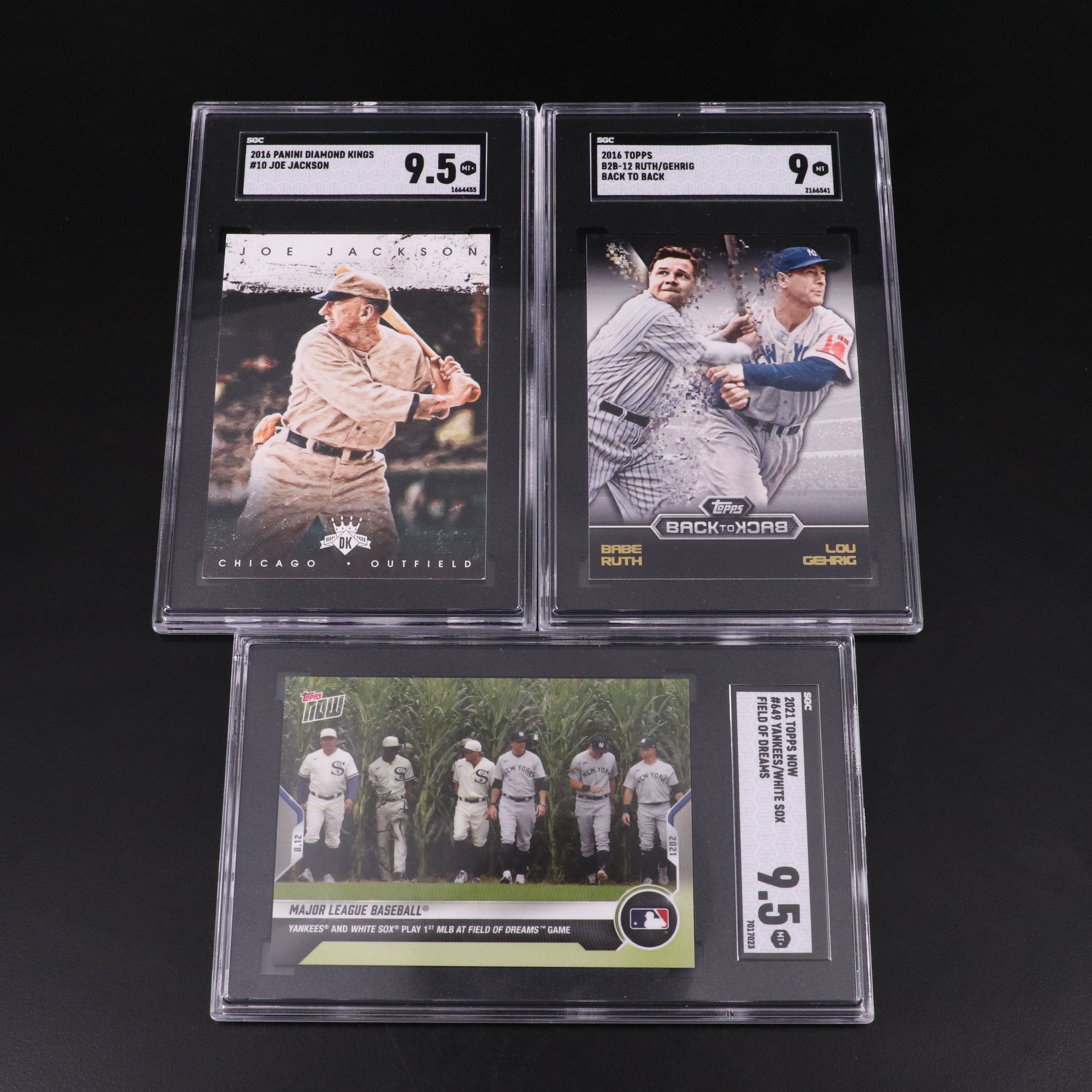 Babe Ruth, Lou Gehrig, and Shoeless Joe Jackson SGC Graded Cards with ...