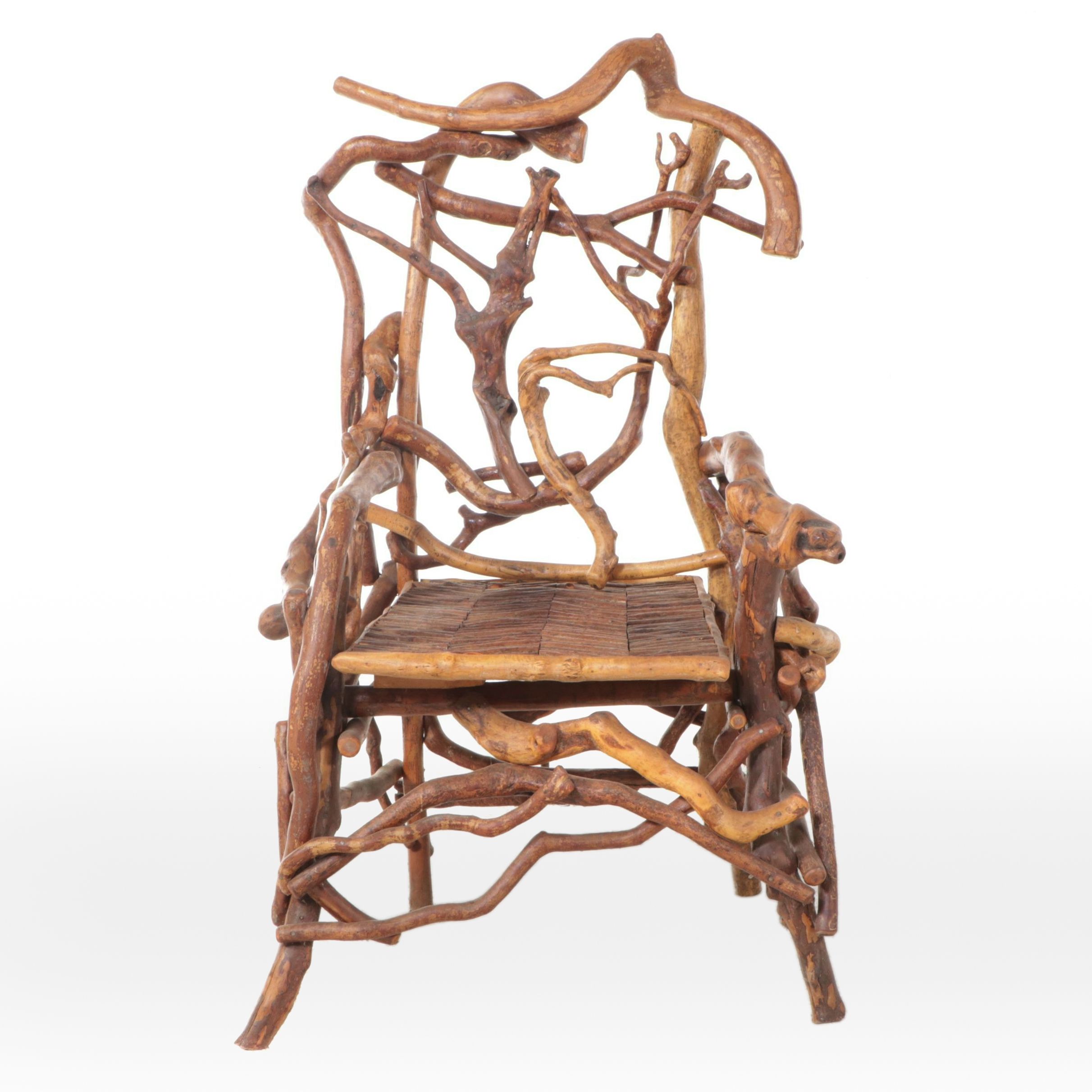 Robert Beaven American Folk Art Branch and Root Armchair, 20th Century ...
