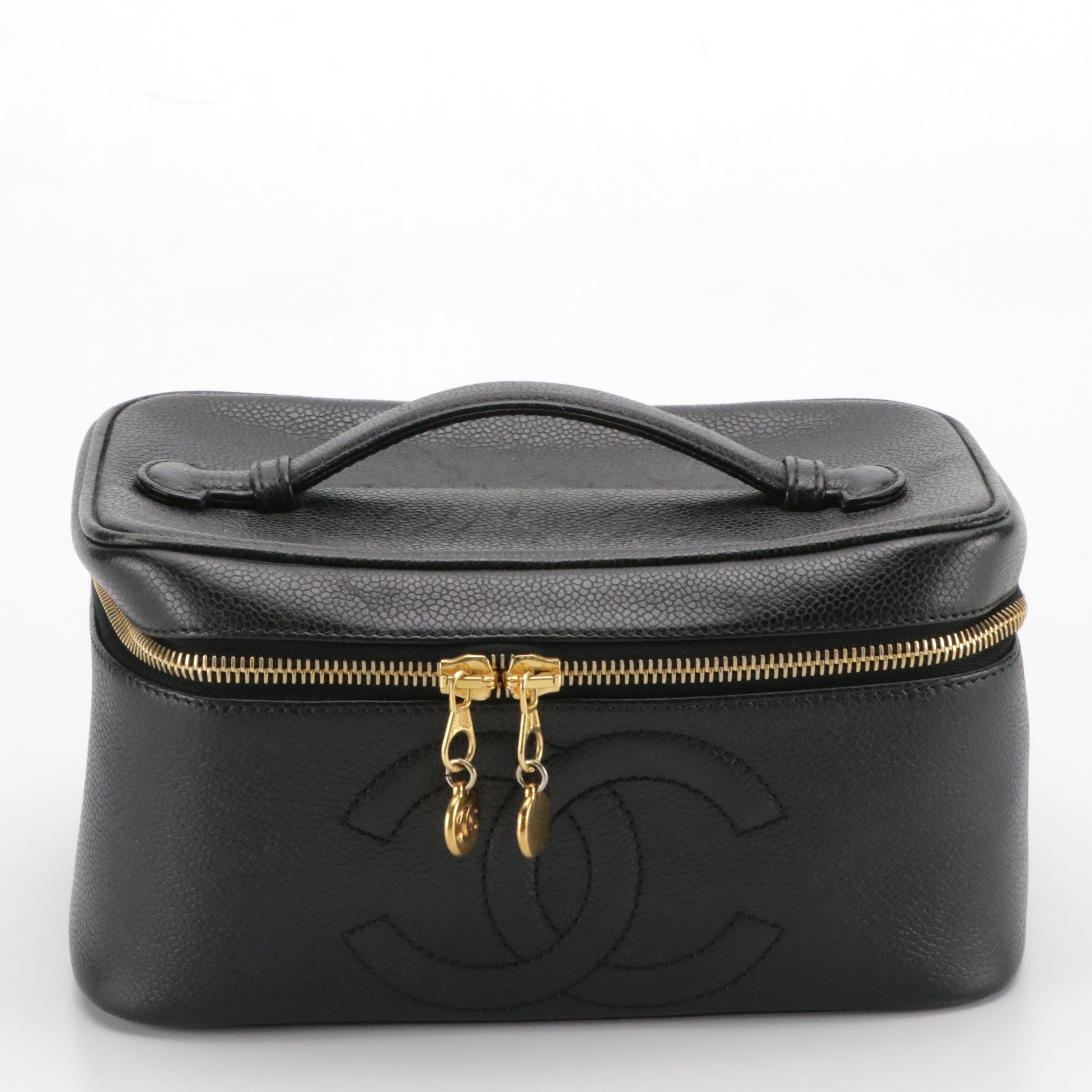 Chanel CC Top Handle Vanity Case in Caviar Leather | Barnebys